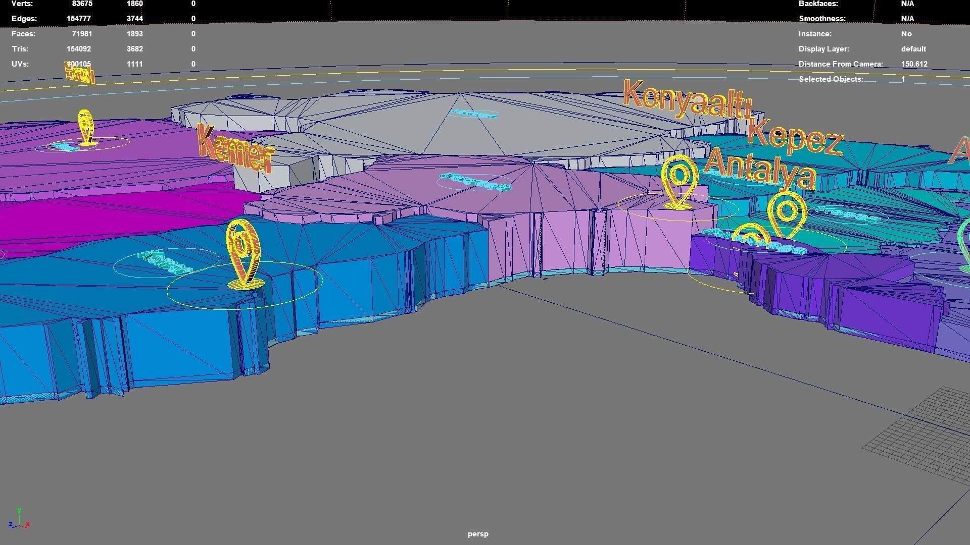 Antalya Mediterranean Region Turkey map region geography 3D model ...