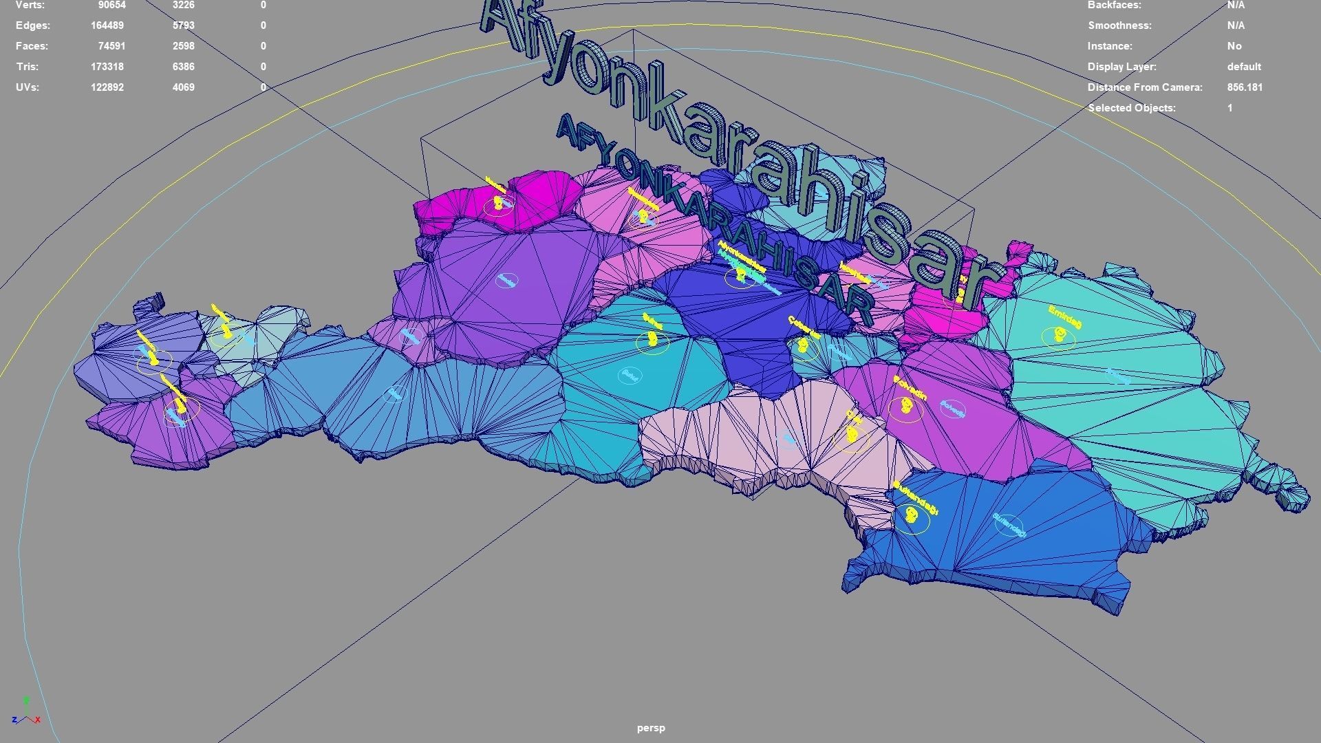 Afyonkarahisar Aegean Region Turkey map region geography 3D model ...