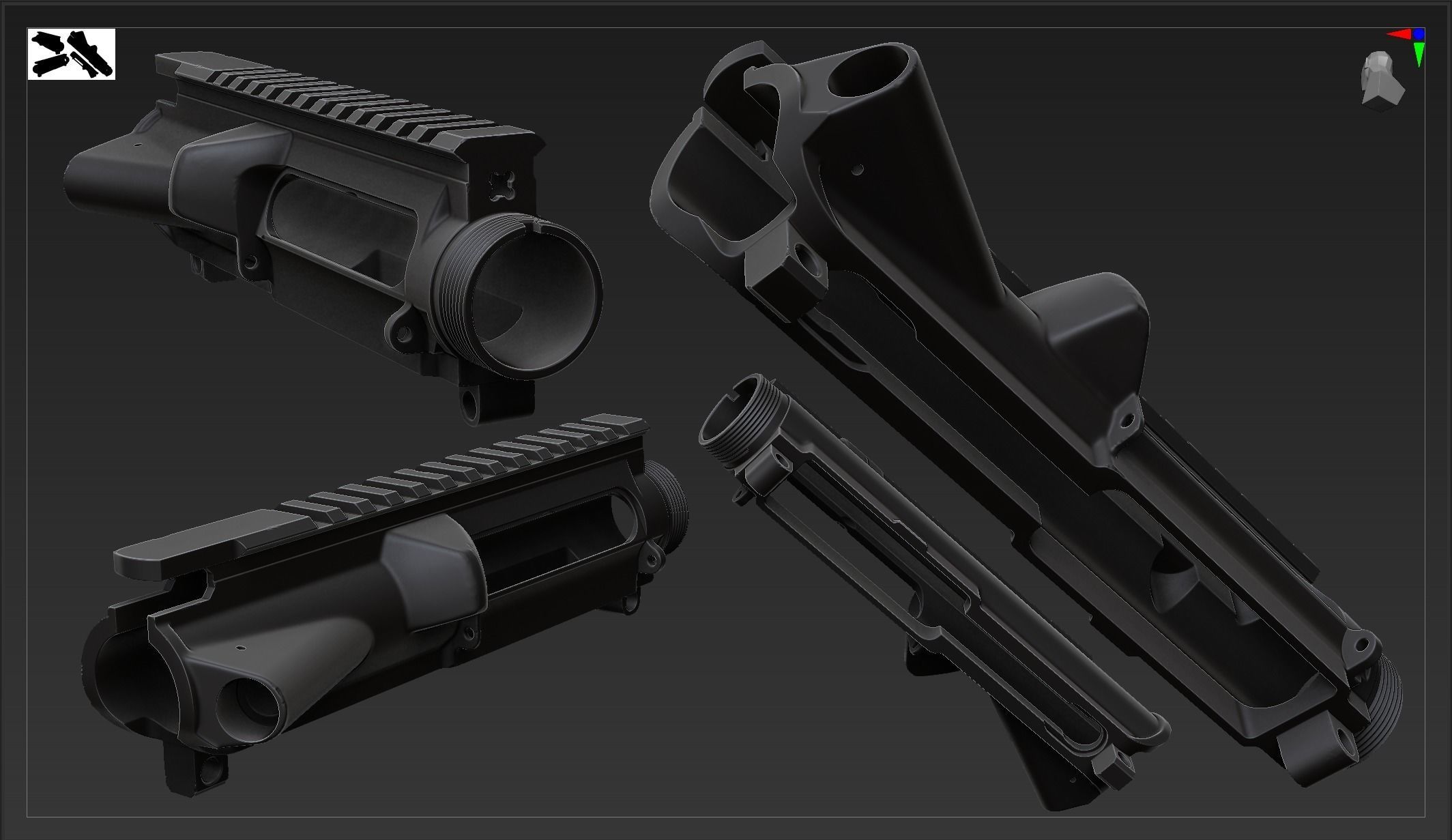 M4A1 - AR-15 - receiver upper - HIGHPOLY - NATO 3D model | CGTrader