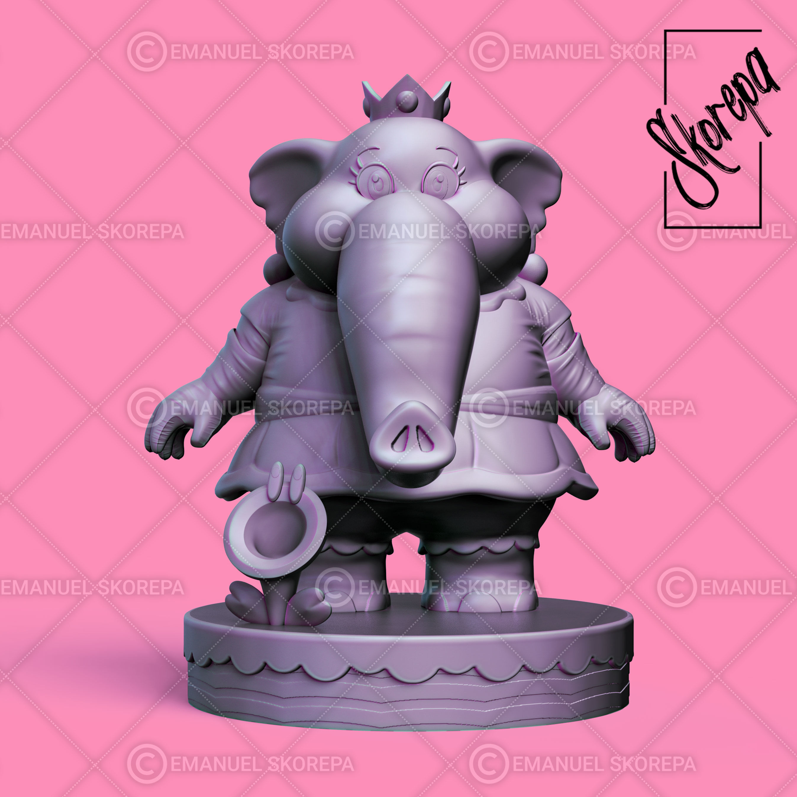 PEACH ELEPHANT - SUPER MARIO WONDER 3D model 3D printable | CGTrader