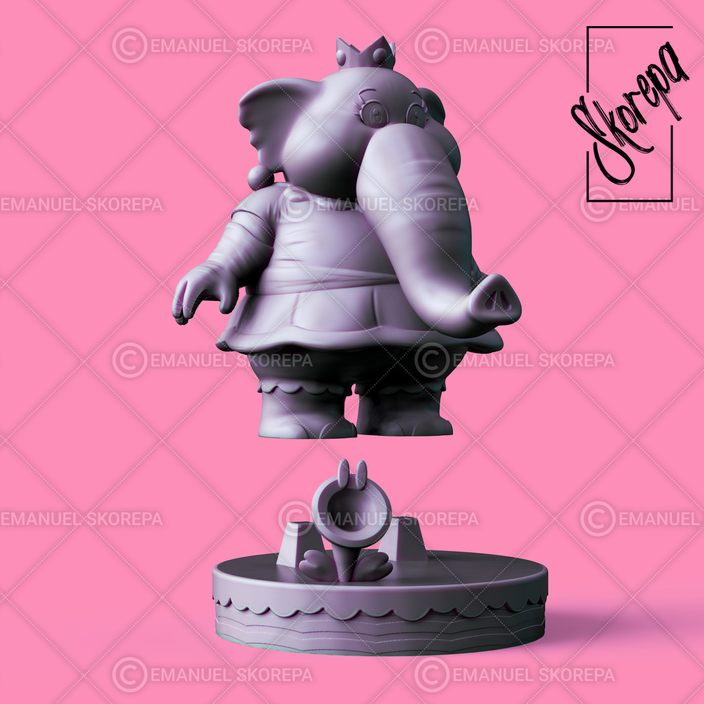 PEACH ELEPHANT - SUPER MARIO WONDER 3D model 3D printable | CGTrader