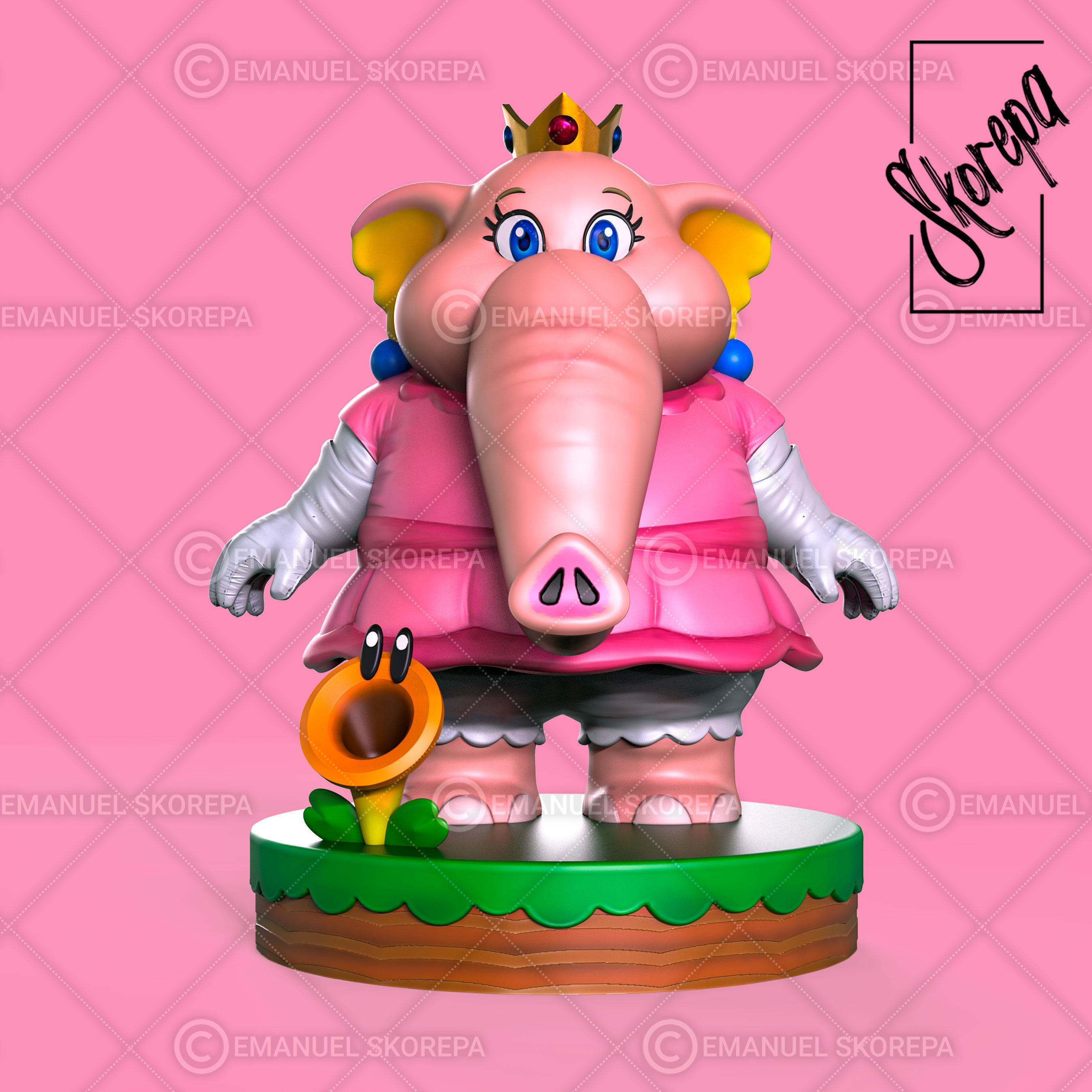 PEACH ELEPHANT - SUPER MARIO WONDER 3D model 3D printable | CGTrader