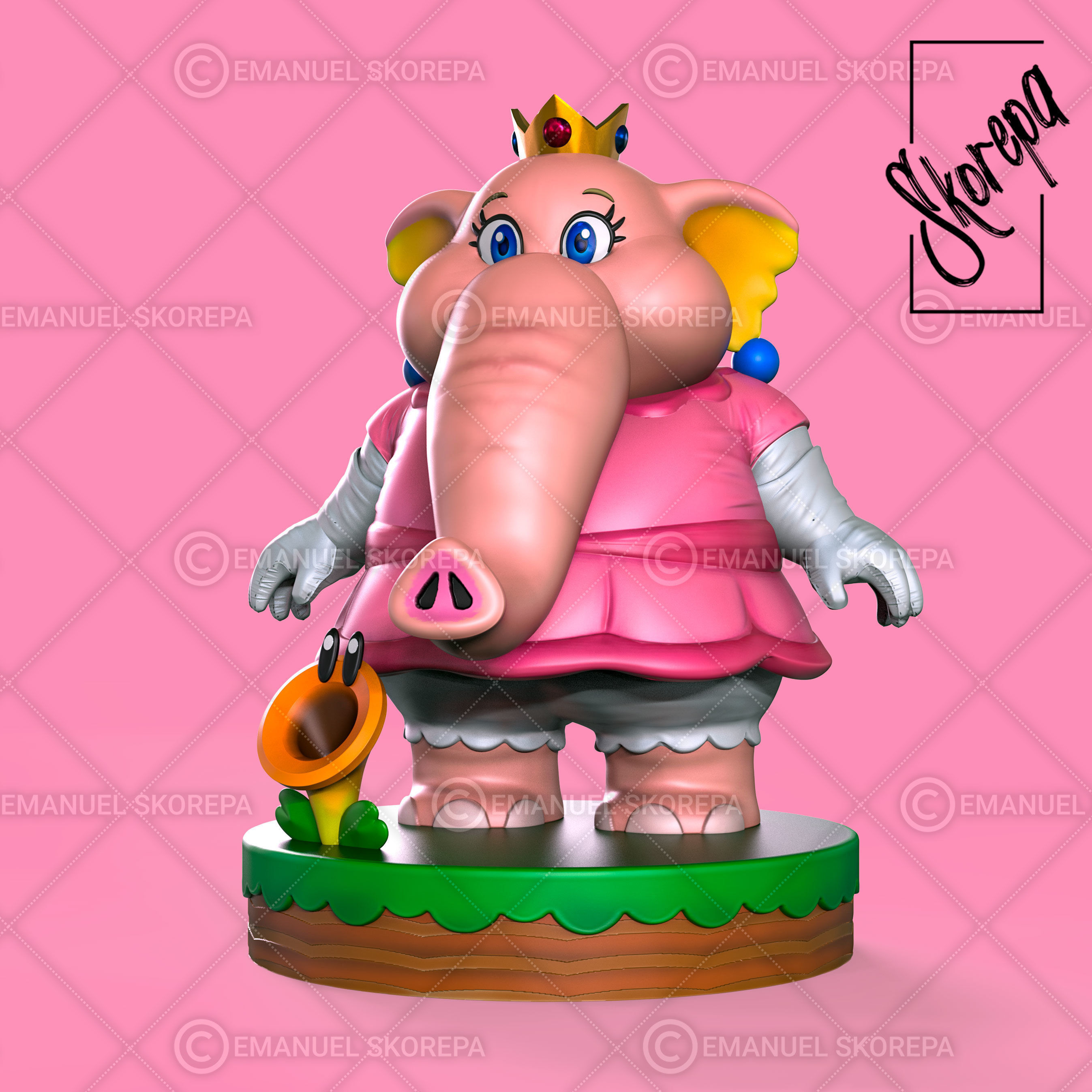 PEACH ELEPHANT - SUPER MARIO WONDER 3D model 3D printable | CGTrader