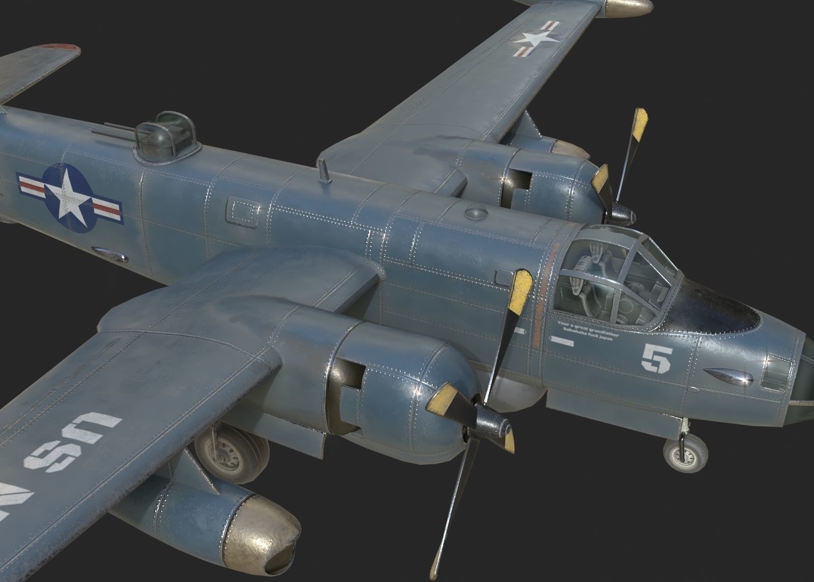 3D model US NAVY P-2 Neptune anti-submersible aircraft VR / AR / low ...