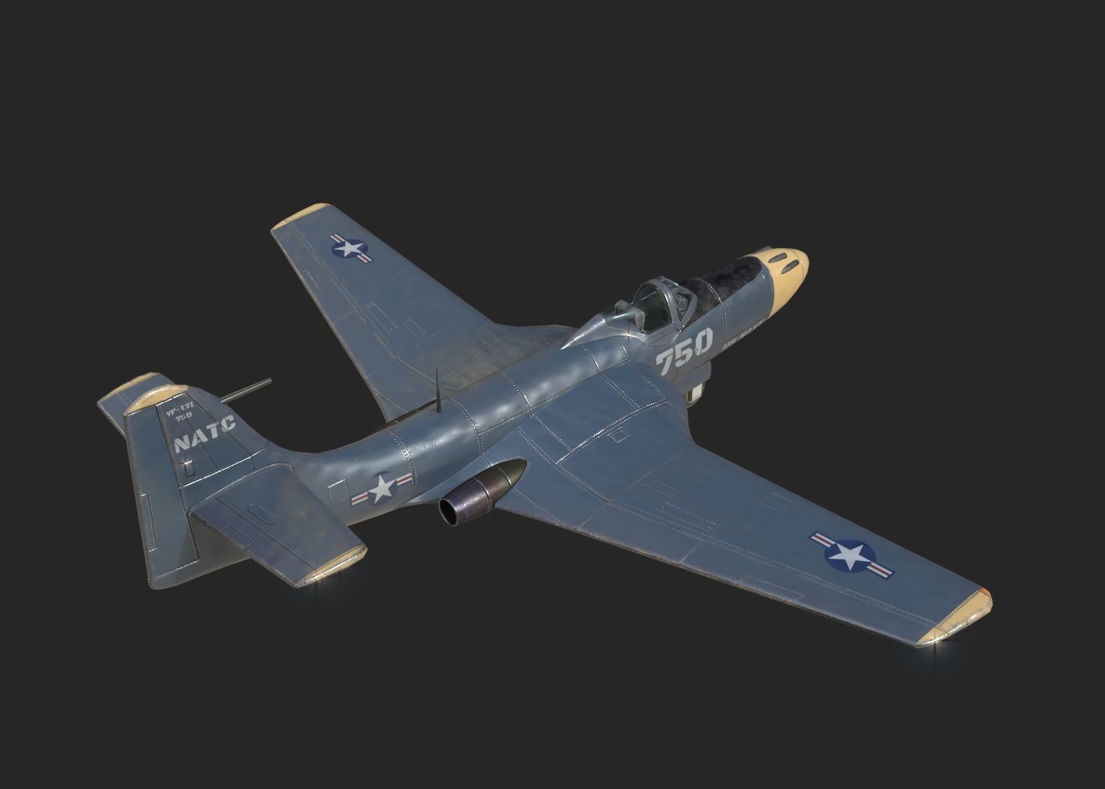 3D model US Navy FH-1 XFD-1 FD Phantom Fighter VR / AR / low-poly ...