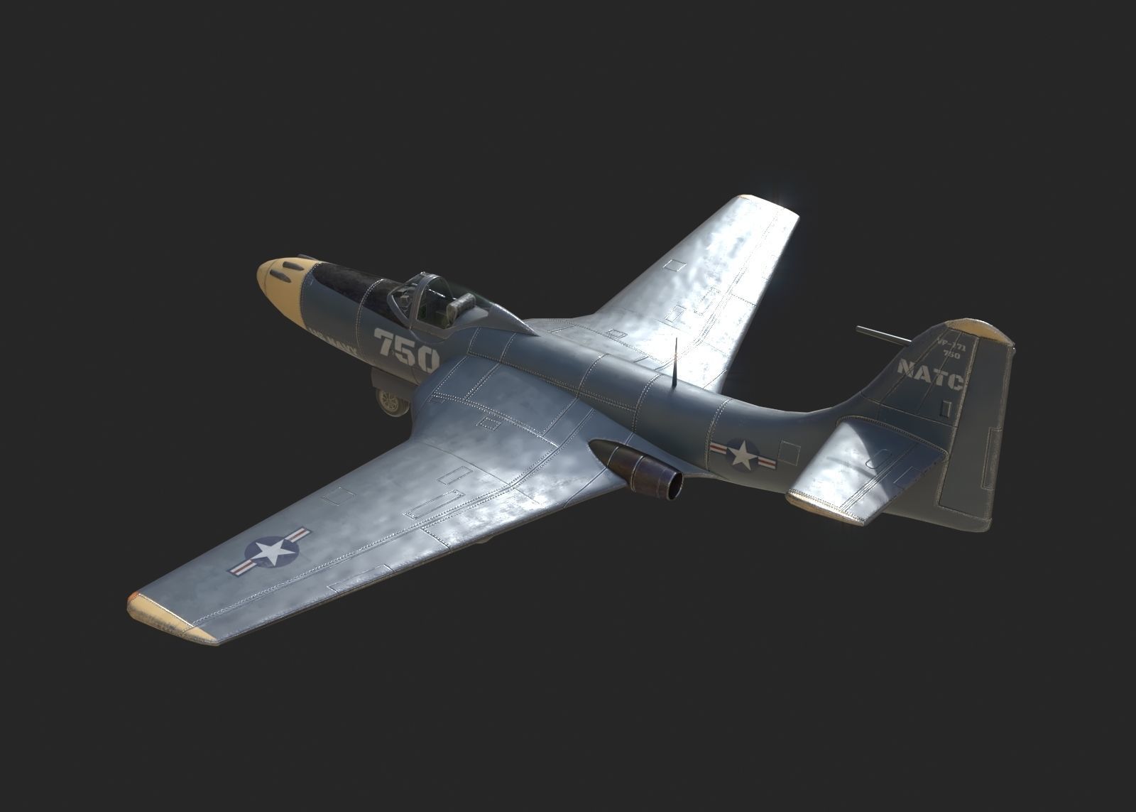 3D model US Navy FH-1 XFD-1 FD Phantom Fighter VR / AR / low-poly ...