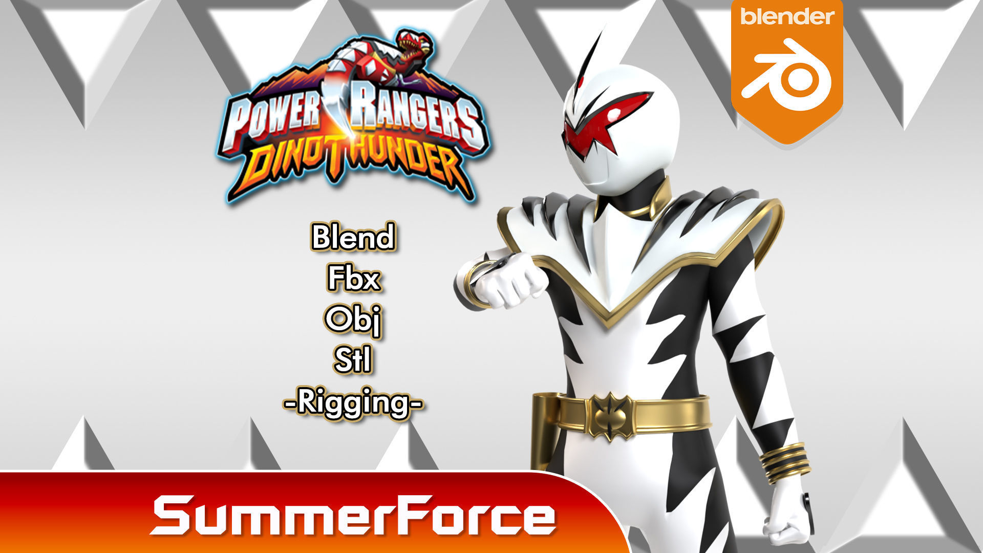 3D model White Dino Ranger - Dino Thunder VR / AR / low-poly | CGTrader