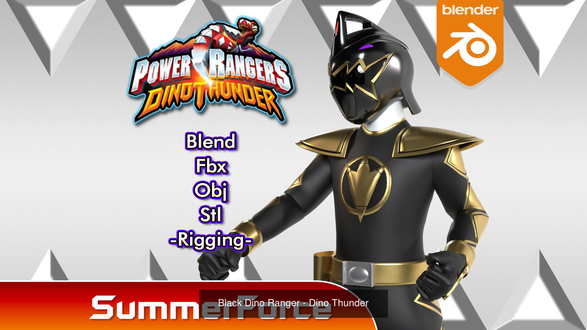 3D Model Collection Power Rangers Dino Thunder VR / AR / low-poly ...