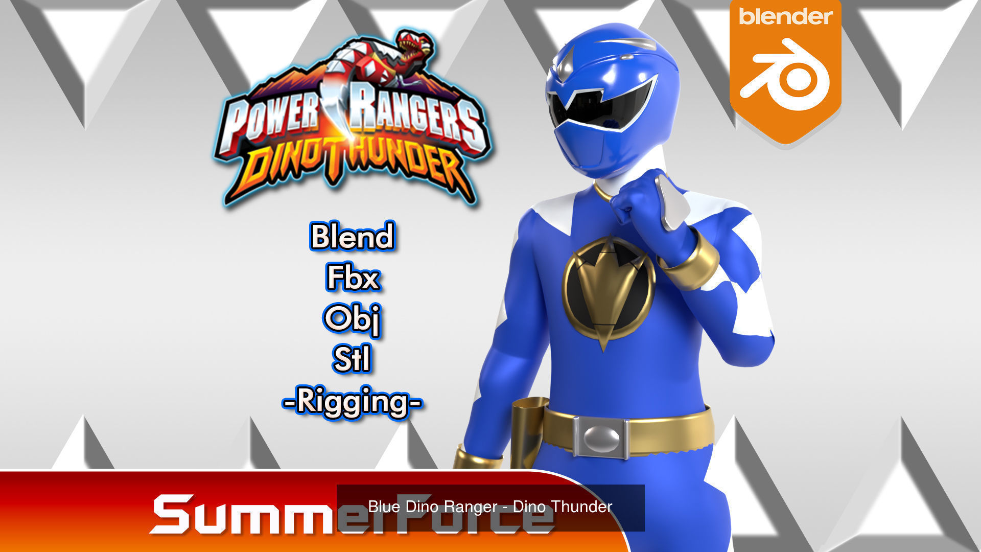 3D Model Collection Power Rangers Dino Thunder VR / AR / low-poly ...