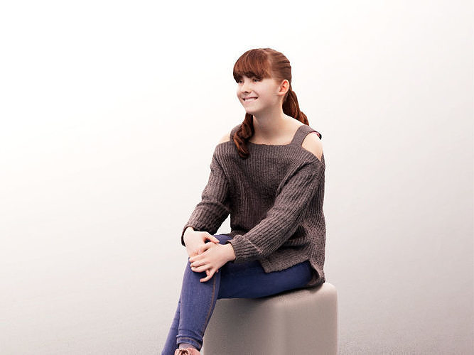 3D model Lisa 10992 - Sitting Casual Teenage Girl VR / AR / low-poly ...