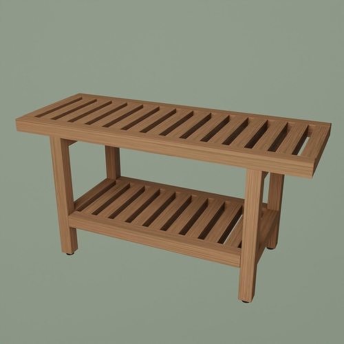 Teak Shower Bench free 3D model | CGTrader