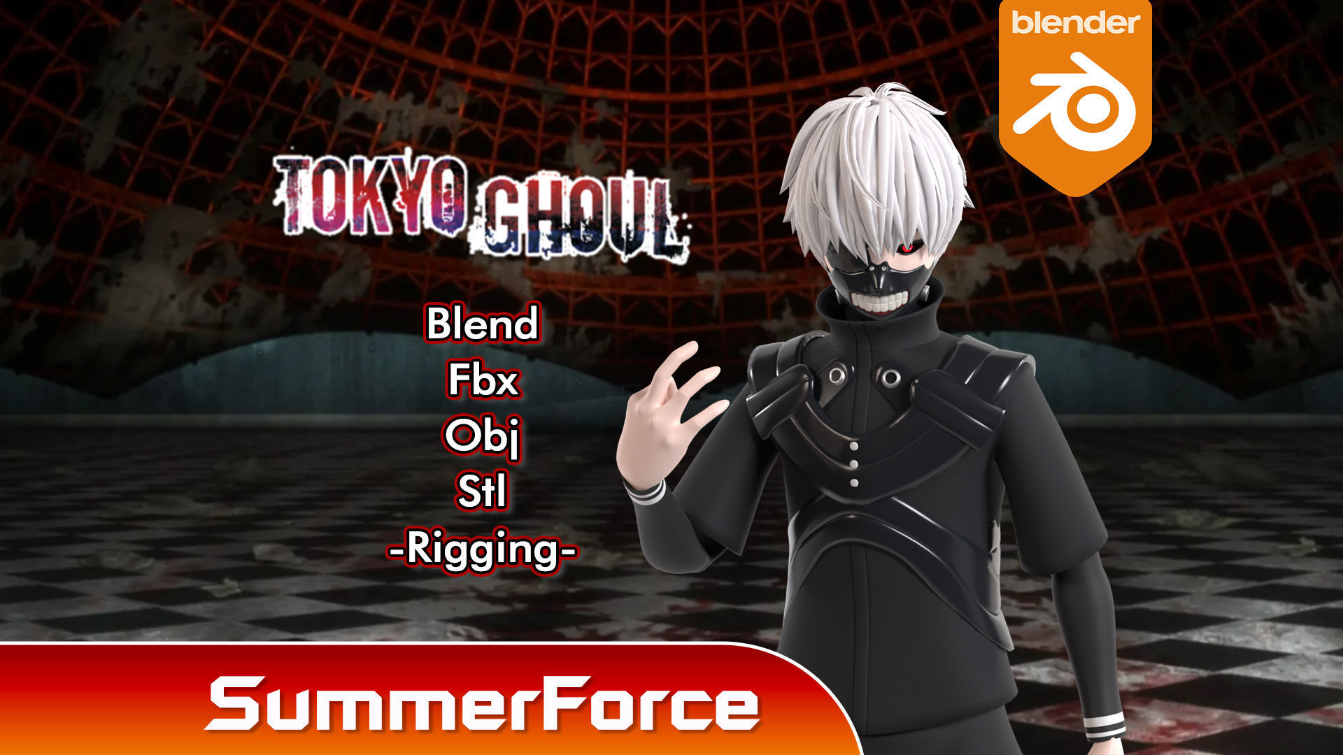 Ken Kaneki - tokyo ghoul 3D model rigged | CGTrader