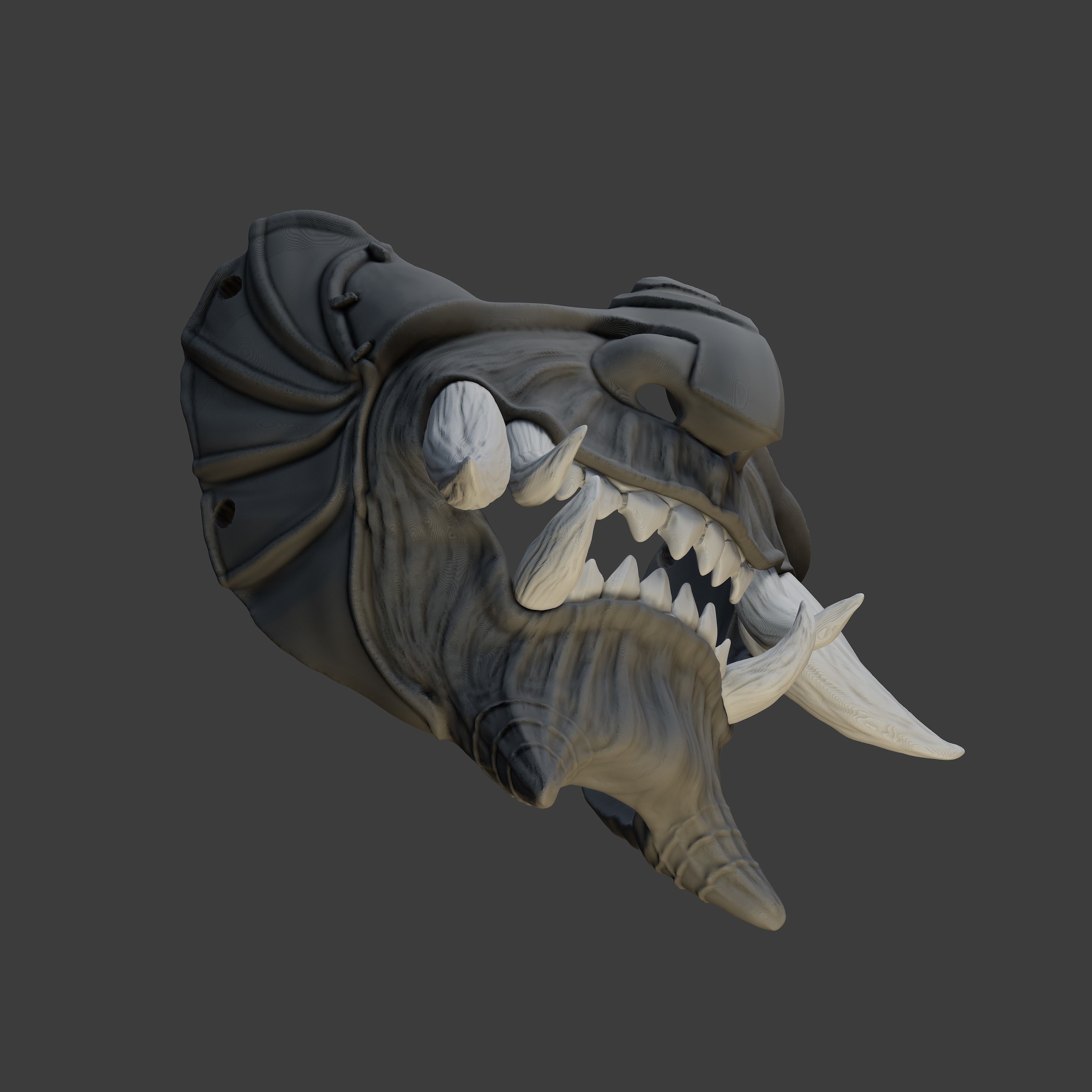 Wearable Oni Mask 11 Demon Half Draco Face 3D model 3D printable | CGTrader