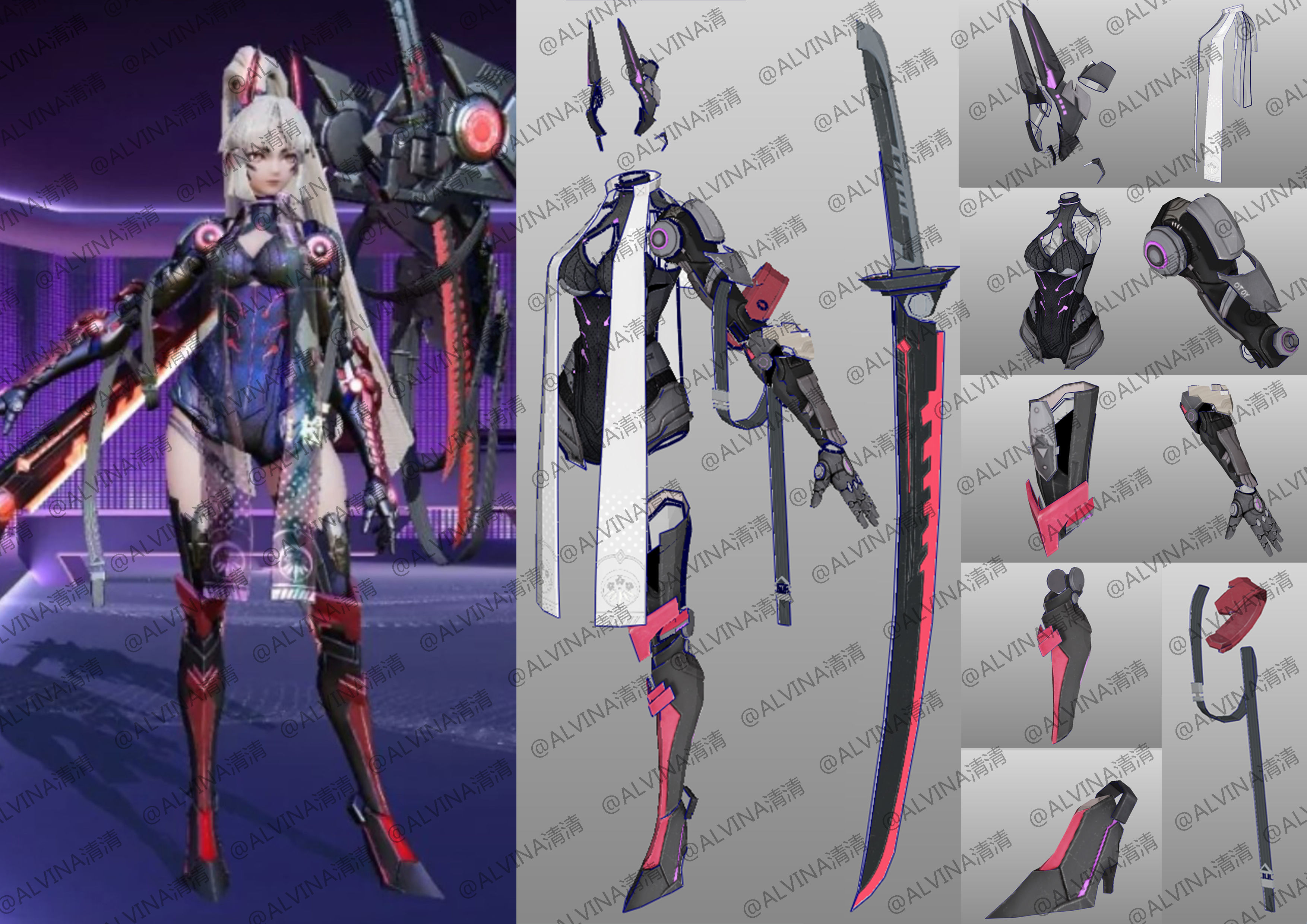 3D model MOBA-Demon knit girl Armor - DIY Cosplay Pepakura Foam ...