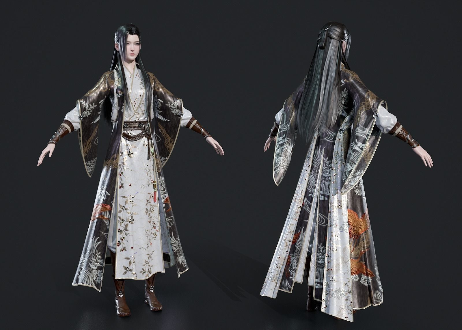 3D model Chinese Ancient Beauty in Hanfu Fantasy Asian Girls pretty VR ...