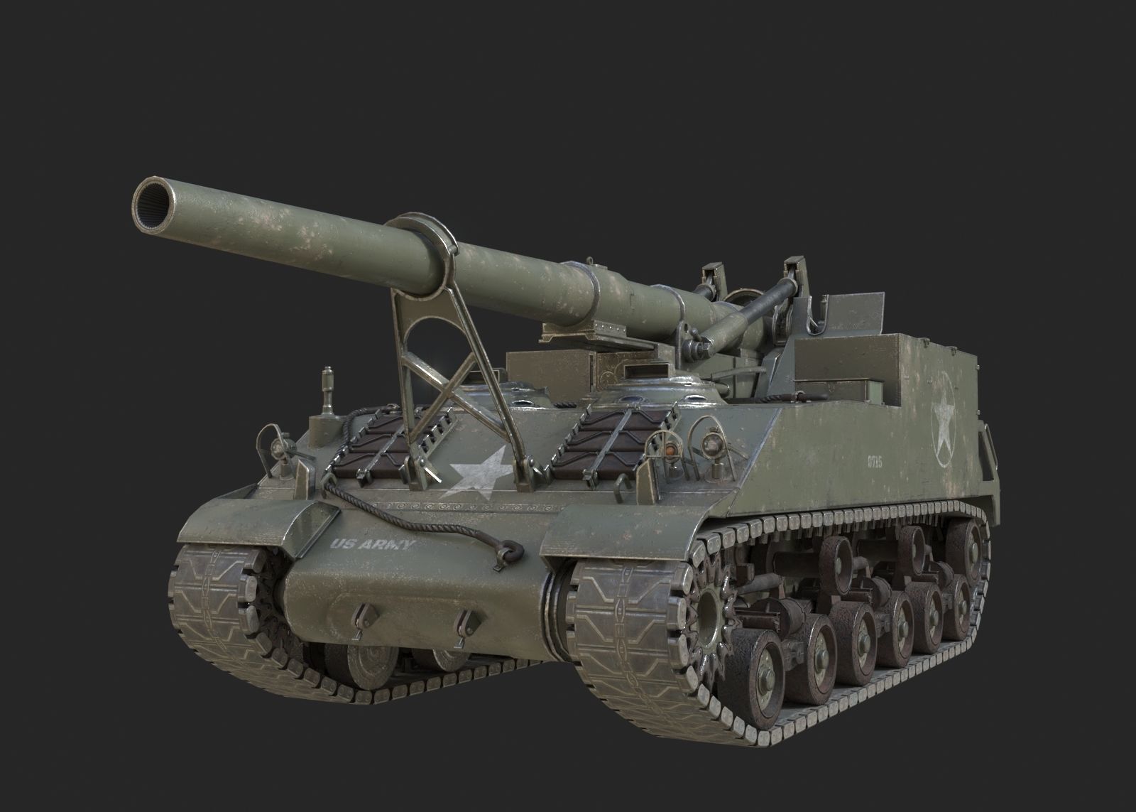 3D model US Army M40 Big Shot Long Tom 155mm self-propelled howitzer VR / AR / low-poly | CGTrader