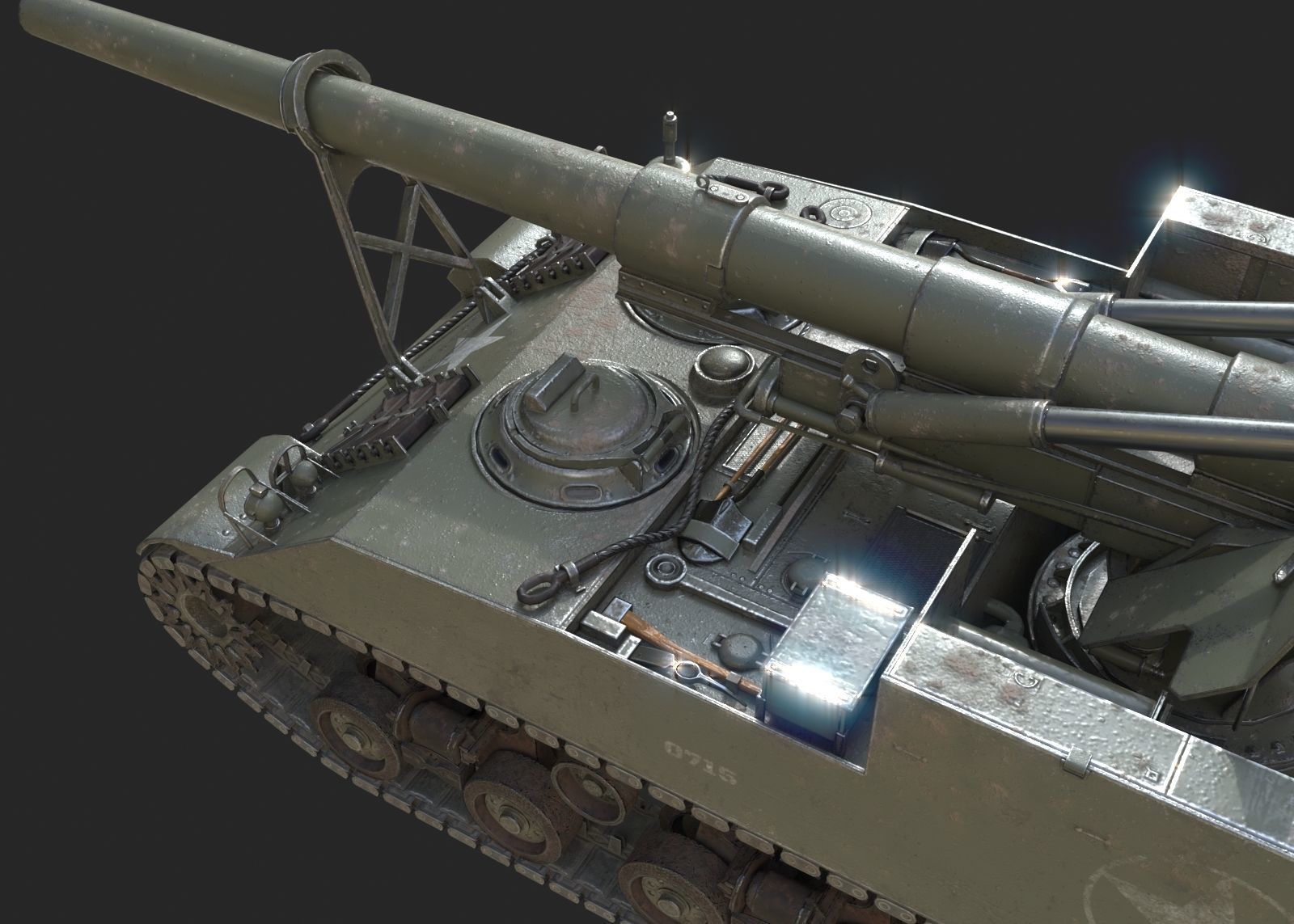 3D model US Army M40 Big Shot Long Tom 155mm self-propelled howitzer VR / AR / low-poly | CGTrader