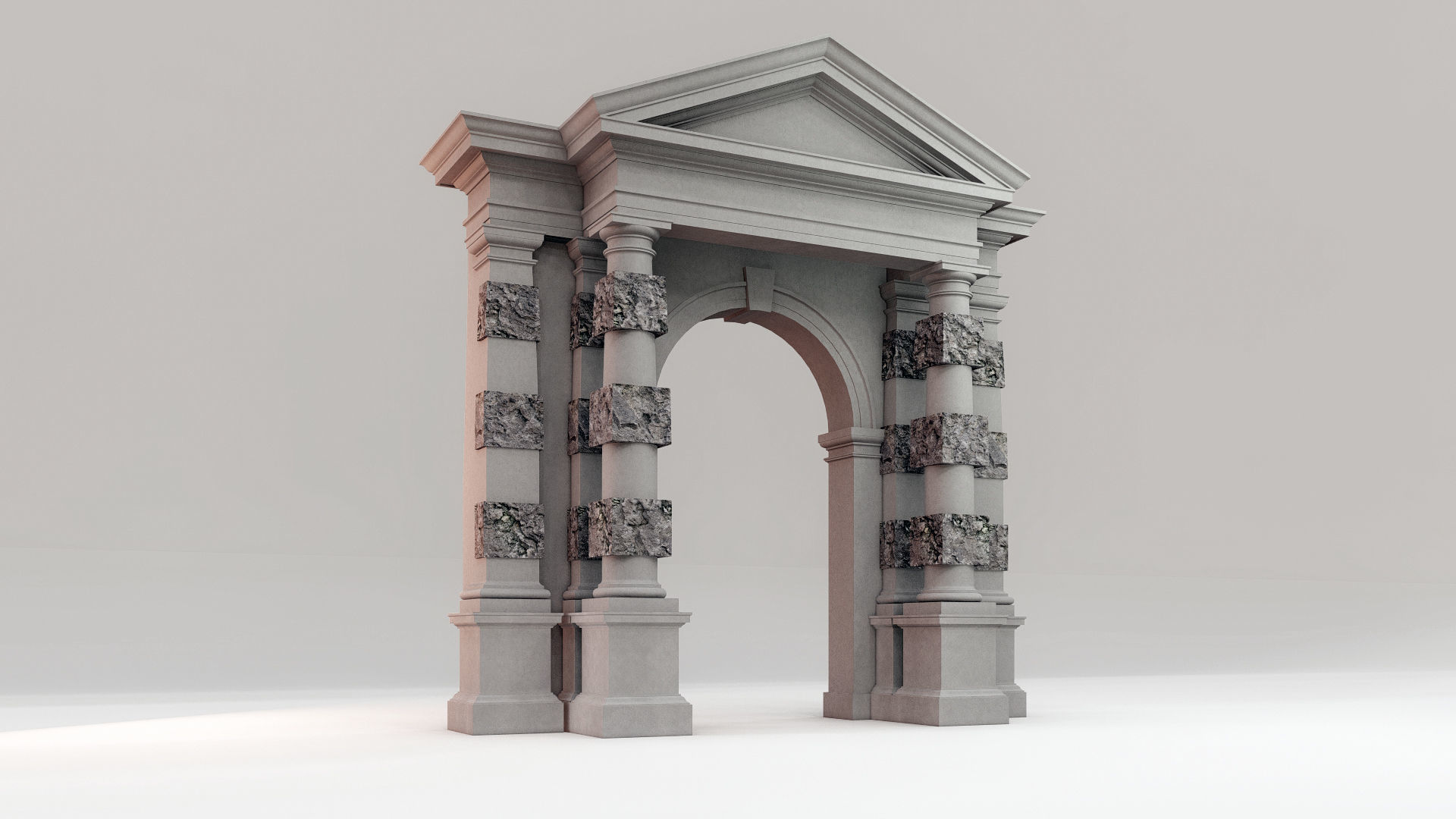 Tuscan Rusticated Gate and Porch Tuscan column on Gibbs 3D model | CGTrader
