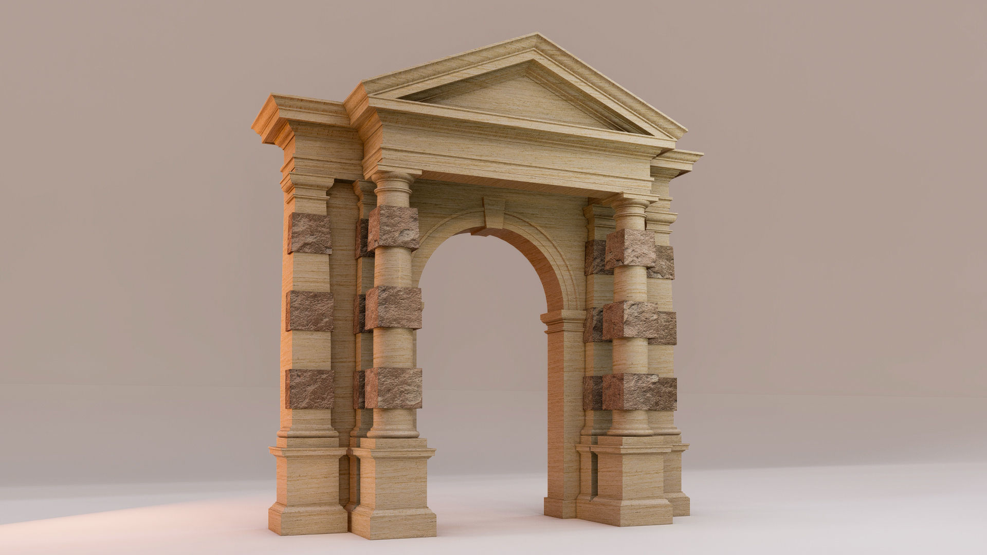 Tuscan Rusticated Gate and Porch Tuscan column on Gibbs 3D model | CGTrader