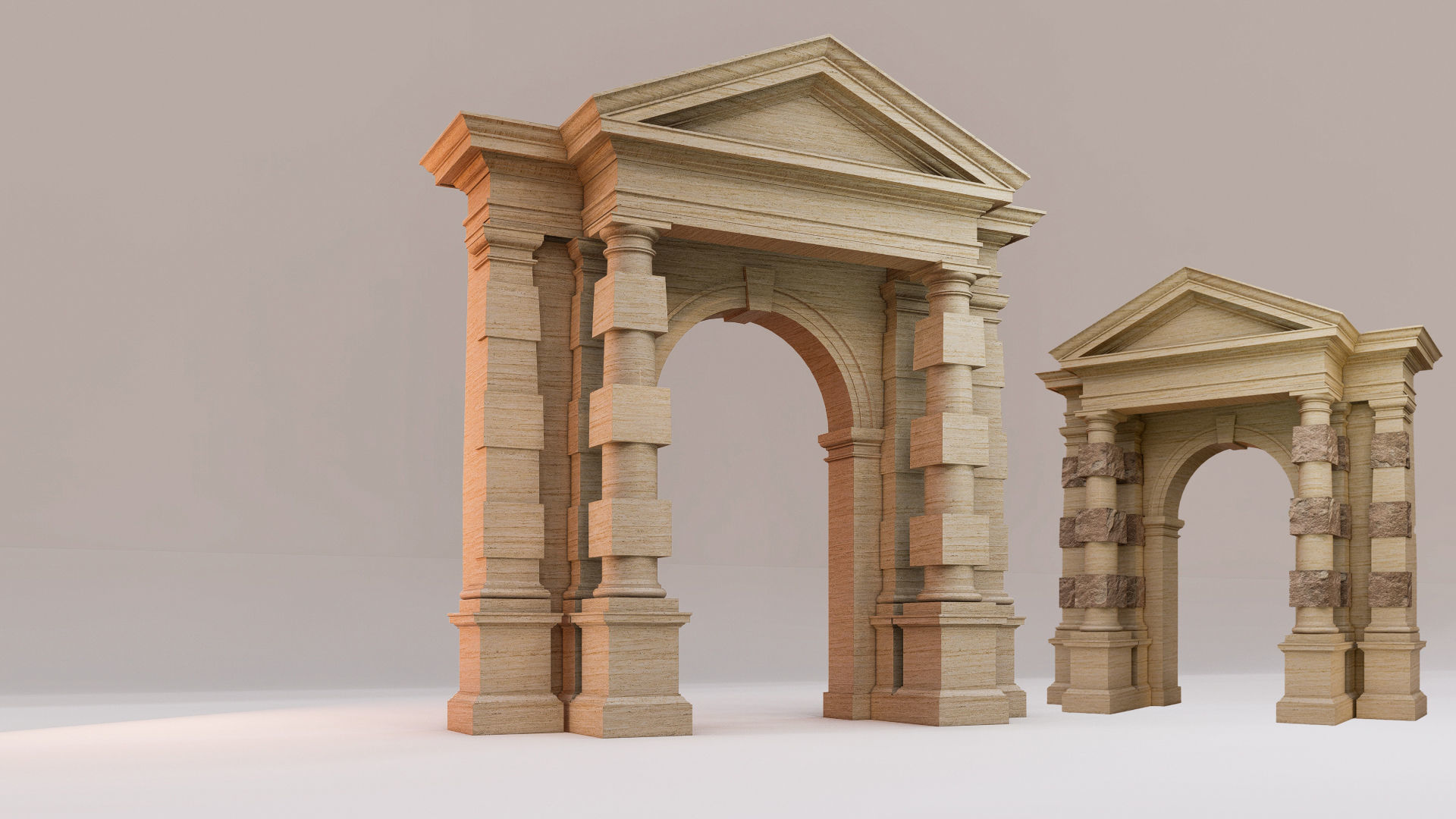 Tuscan Rusticated Gate and Porch Tuscan column on Gibbs 3D model | CGTrader