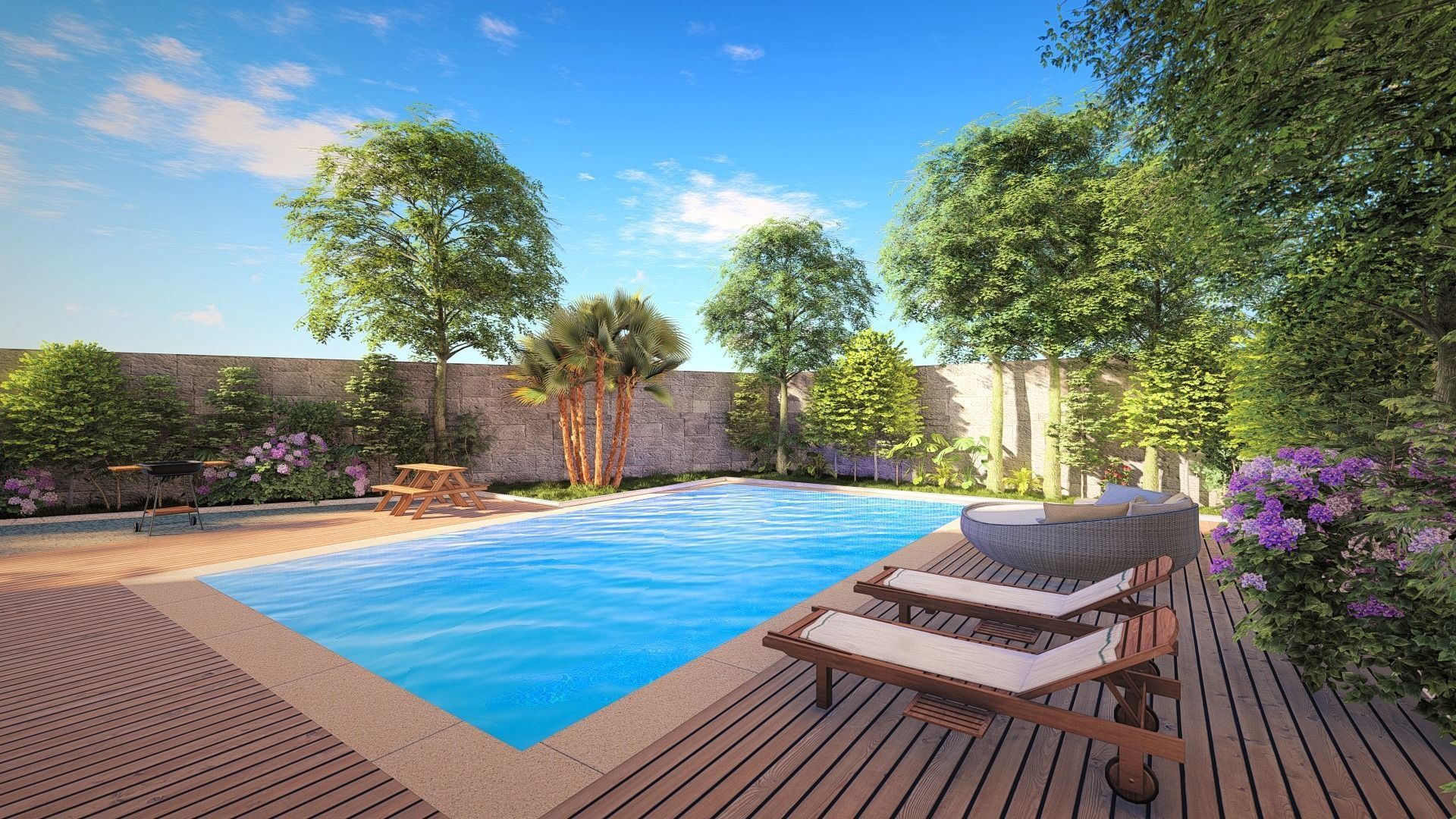 small private apartment unit with swimming pool free 3D model | CGTrader