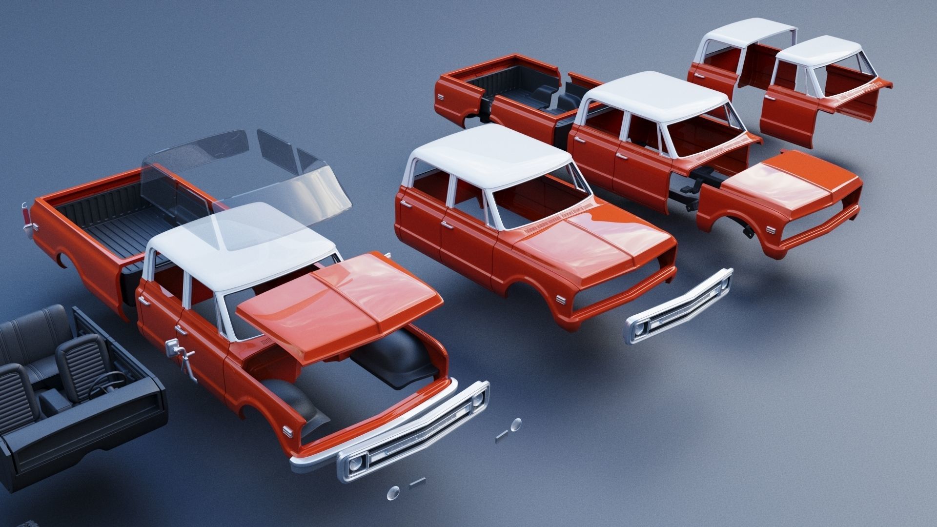 Chevrolet K10 Crew Cab 1970 3D model 3D printable | CGTrader