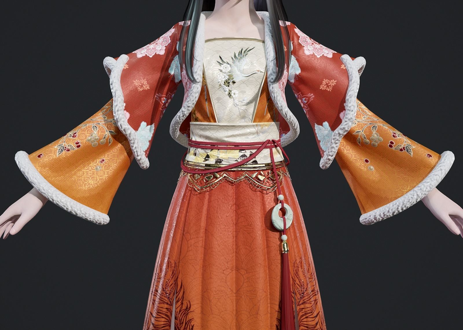 3D model Ancient Chinese Palace Dressing Hanfu Girl Fantasy Asian ...