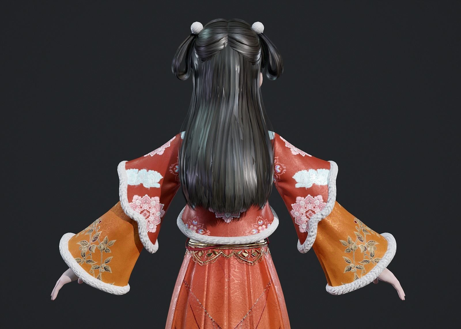 3D model Ancient Chinese Palace Dressing Hanfu Girl Fantasy Asian ...