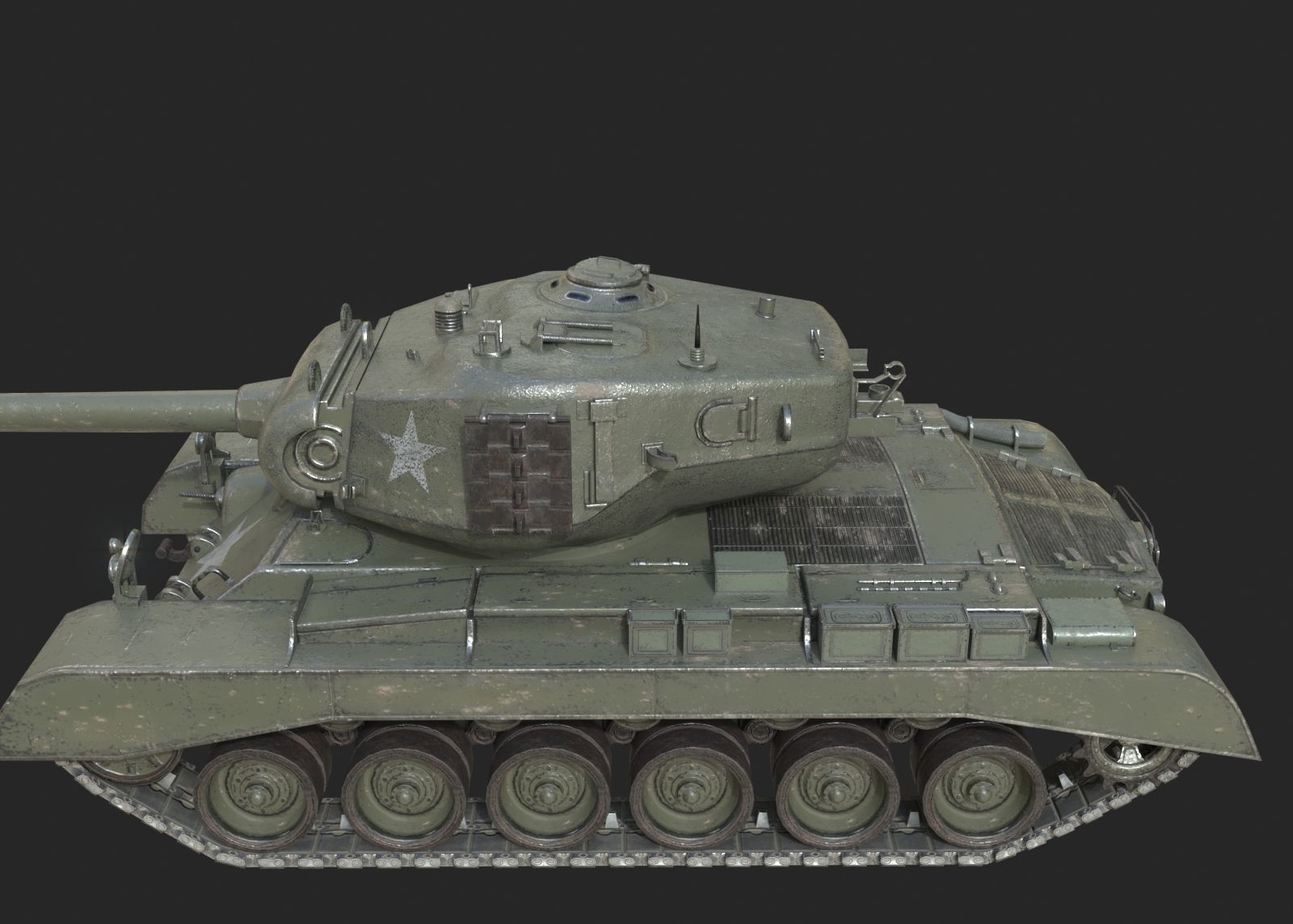 3D model WWII US ARMY M26 M-26 Pershing Heavy Tank VR / AR / low-poly ...