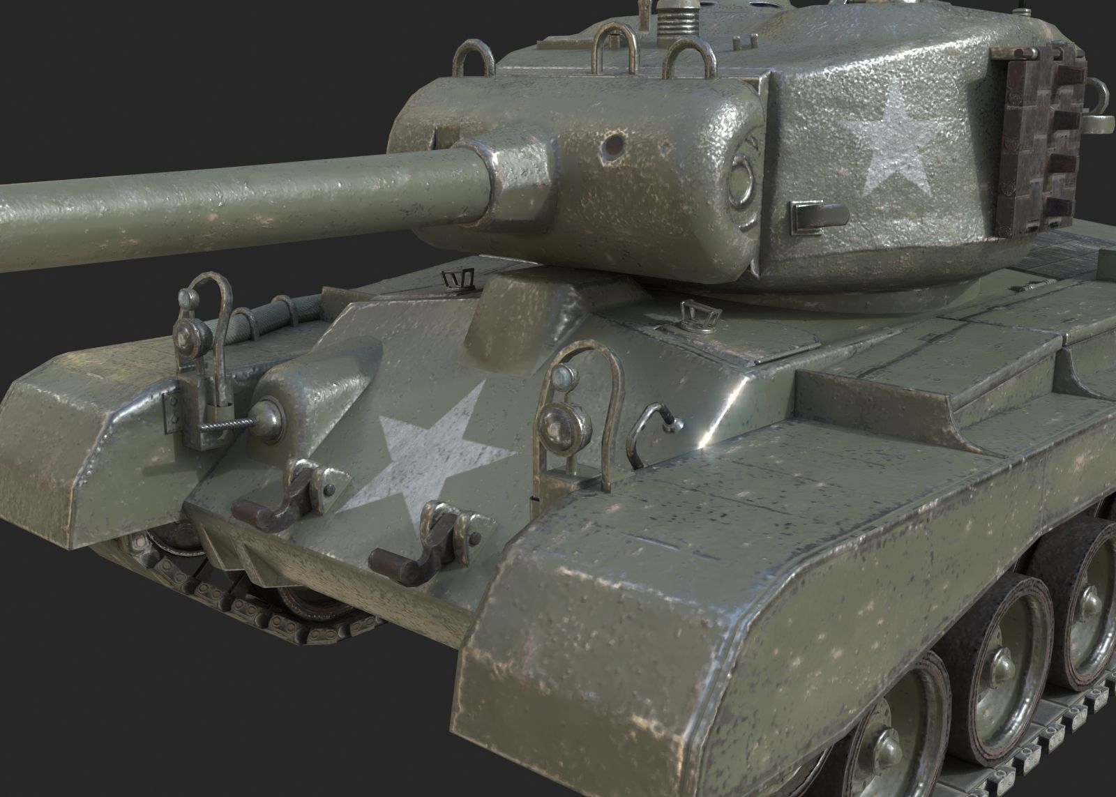 3D model WWII US ARMY M26 M-26 Pershing Heavy Tank VR / AR / low-poly ...