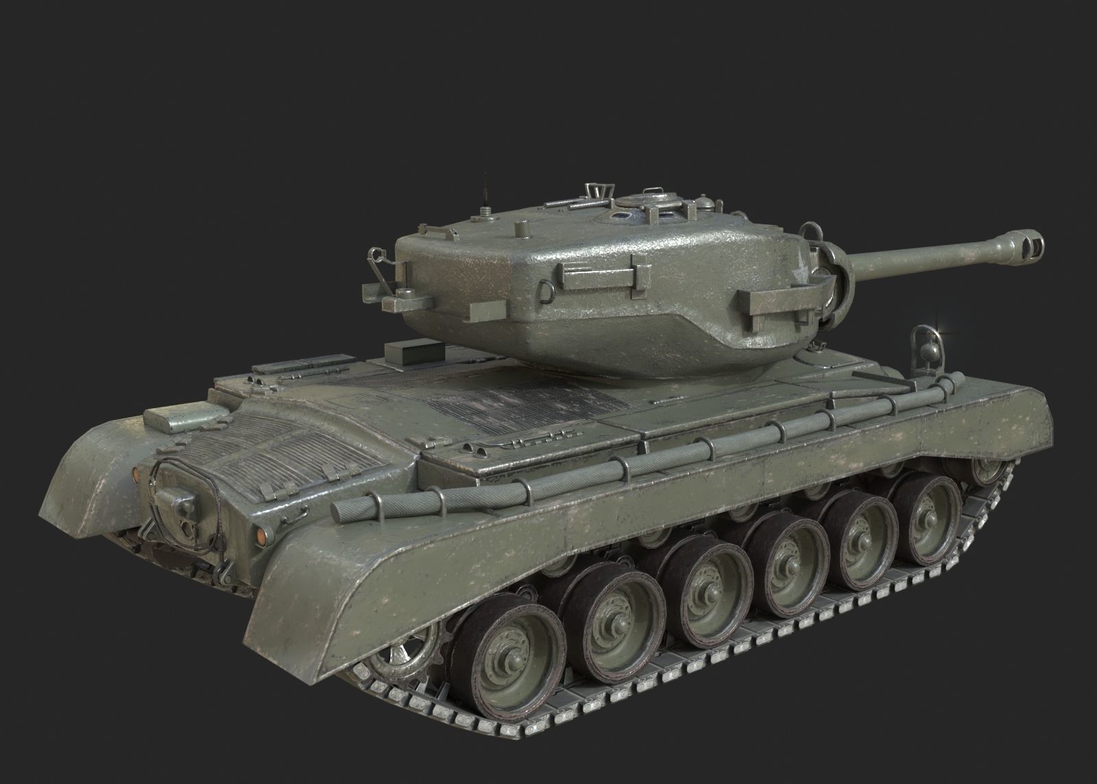 3D model WWII US ARMY M26 M-26 Pershing Heavy Tank VR / AR / low-poly ...