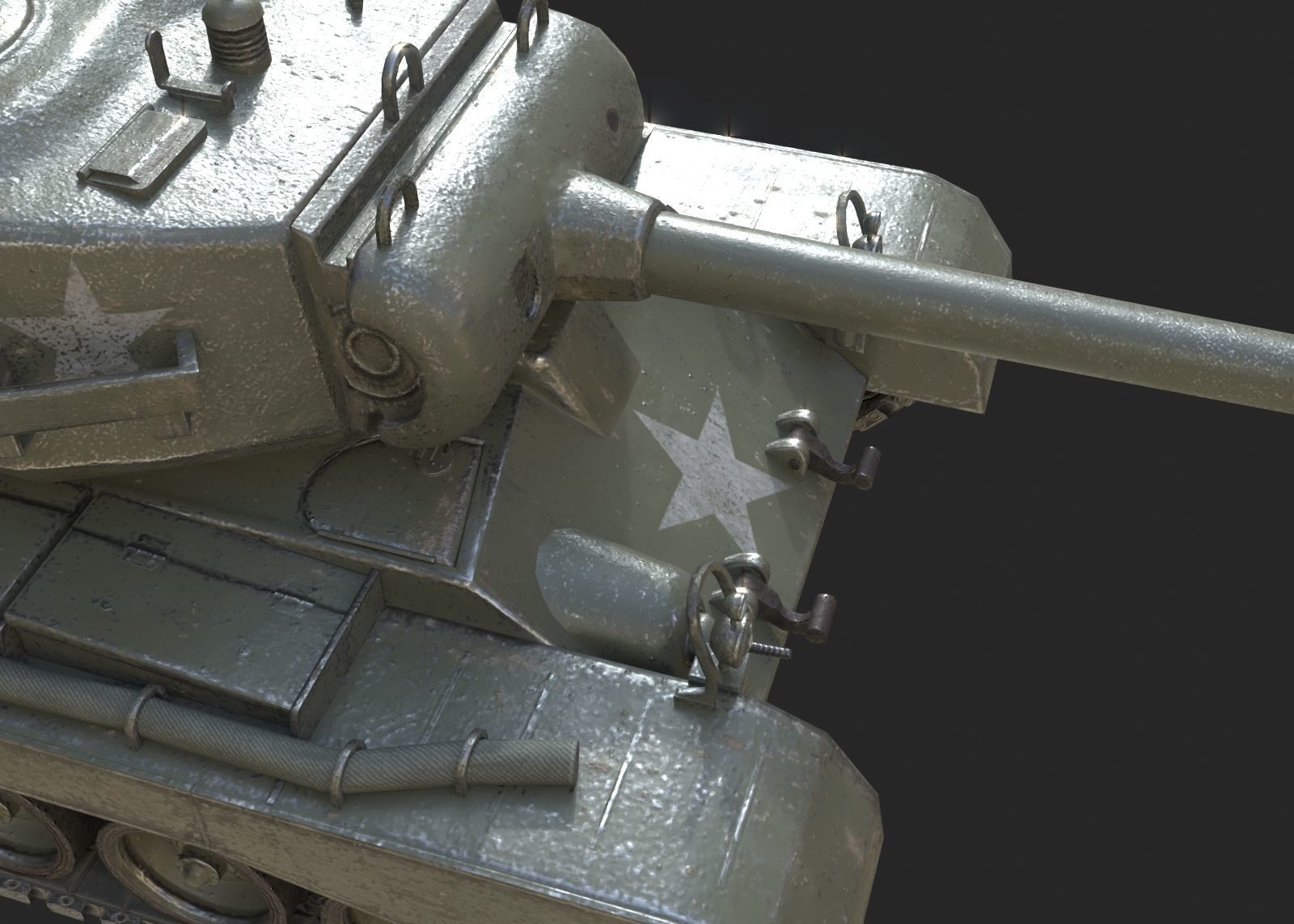 3D model WWII US ARMY M26 M-26 Pershing Heavy Tank VR / AR / low-poly ...