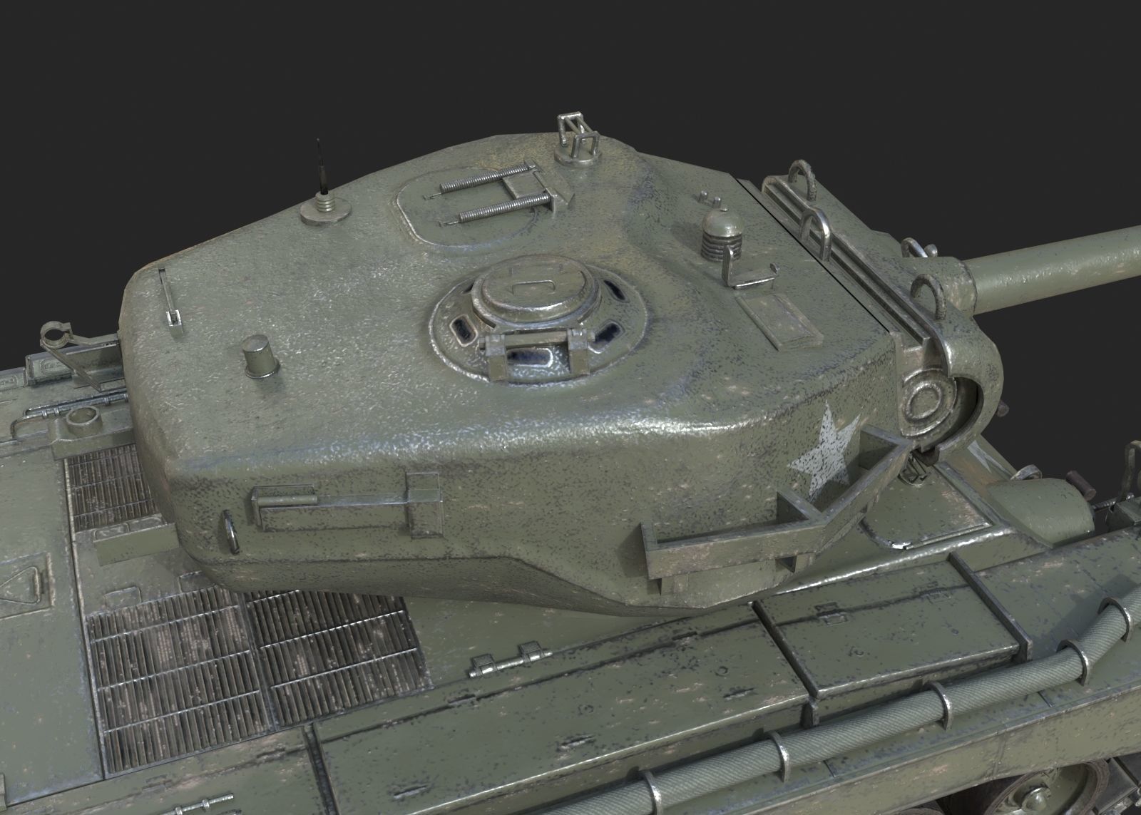 3D model WWII US ARMY M26 M-26 Pershing Heavy Tank VR / AR / low-poly ...