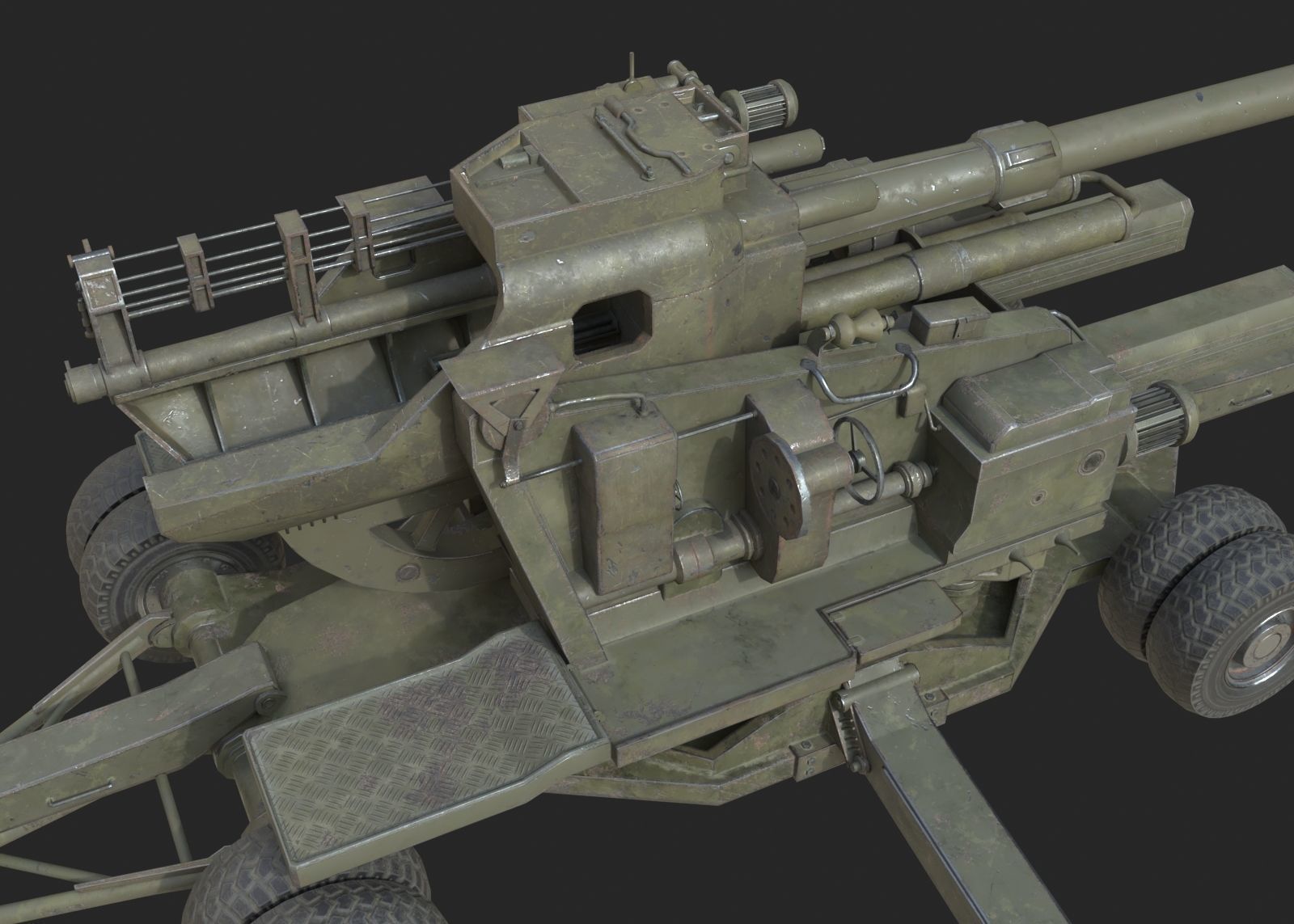 3D model Soviet KS30 130mm anti-aircraft gun Flak KS-30 VR / AR / low ...