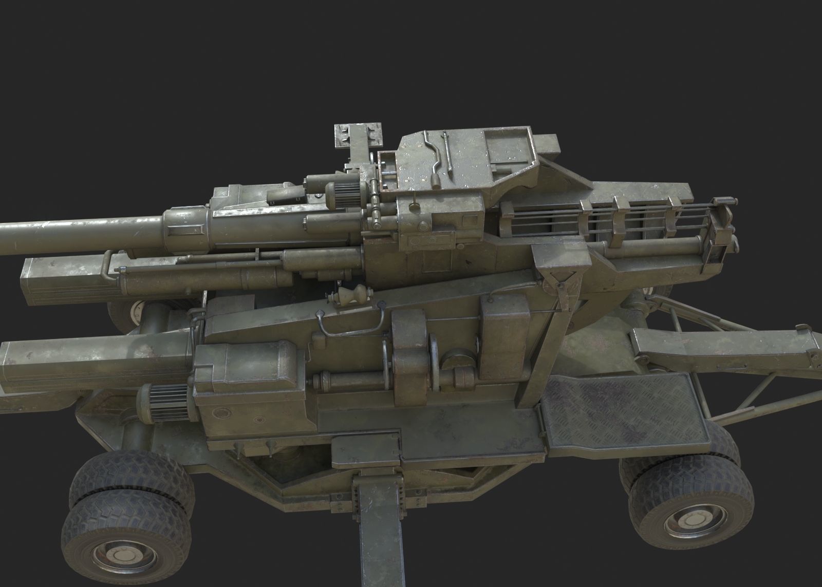 3D model Soviet KS30 130mm anti-aircraft gun Flak KS-30 VR / AR / low ...