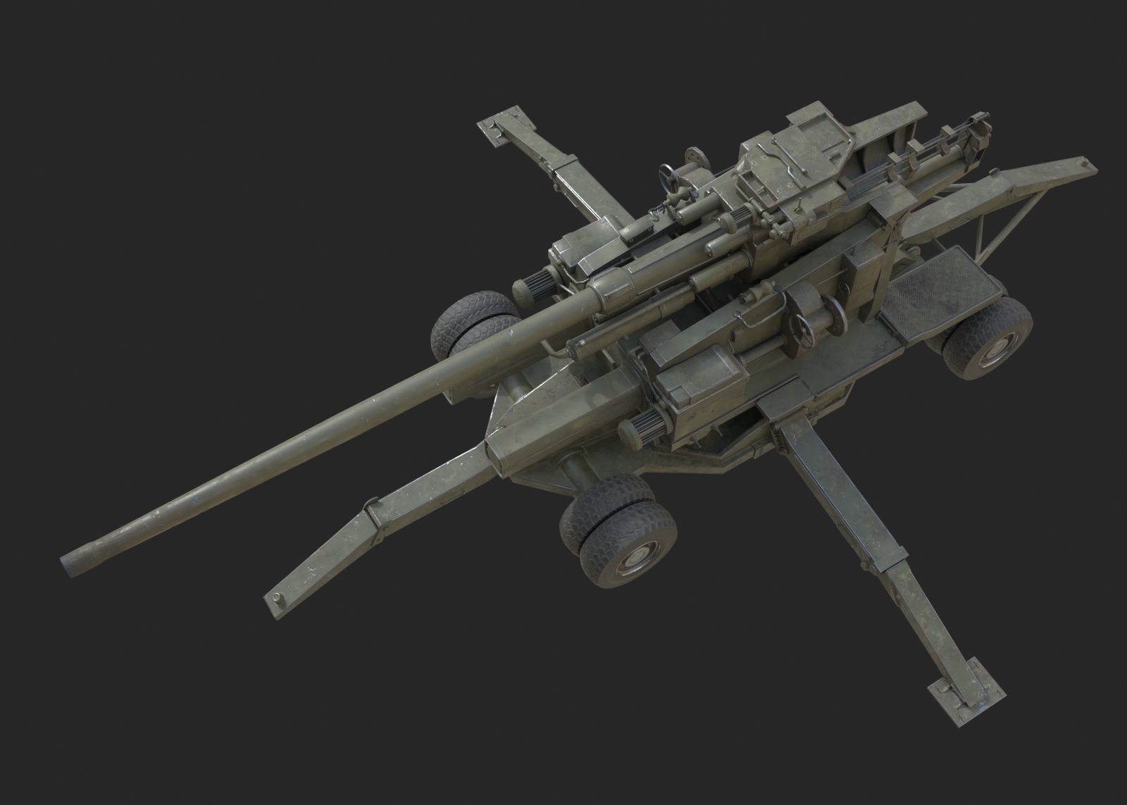 3D model Soviet KS30 130mm anti-aircraft gun Flak KS-30 VR / AR / low ...