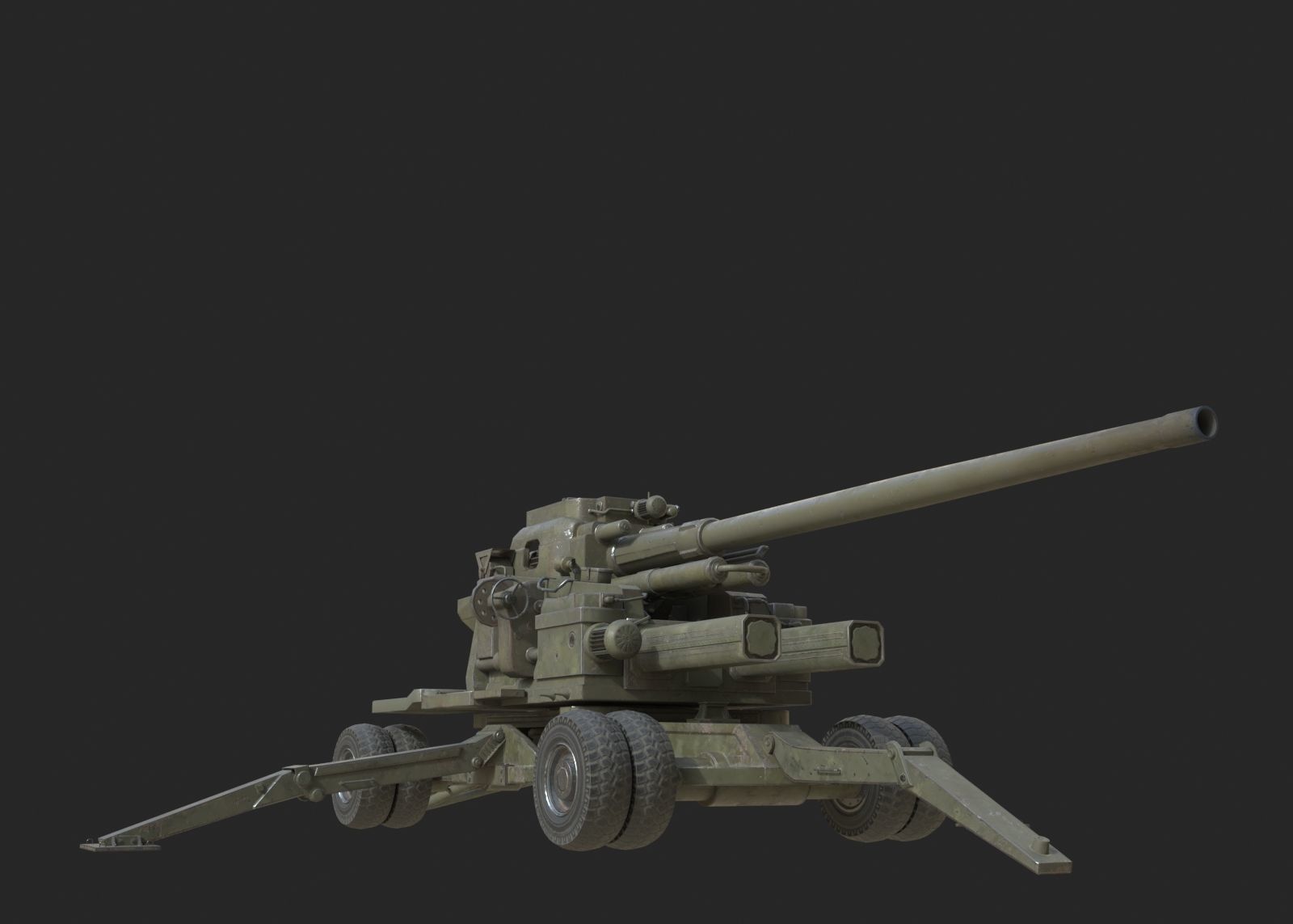 3D model Soviet KS30 130mm anti-aircraft gun Flak KS-30 VR / AR / low ...