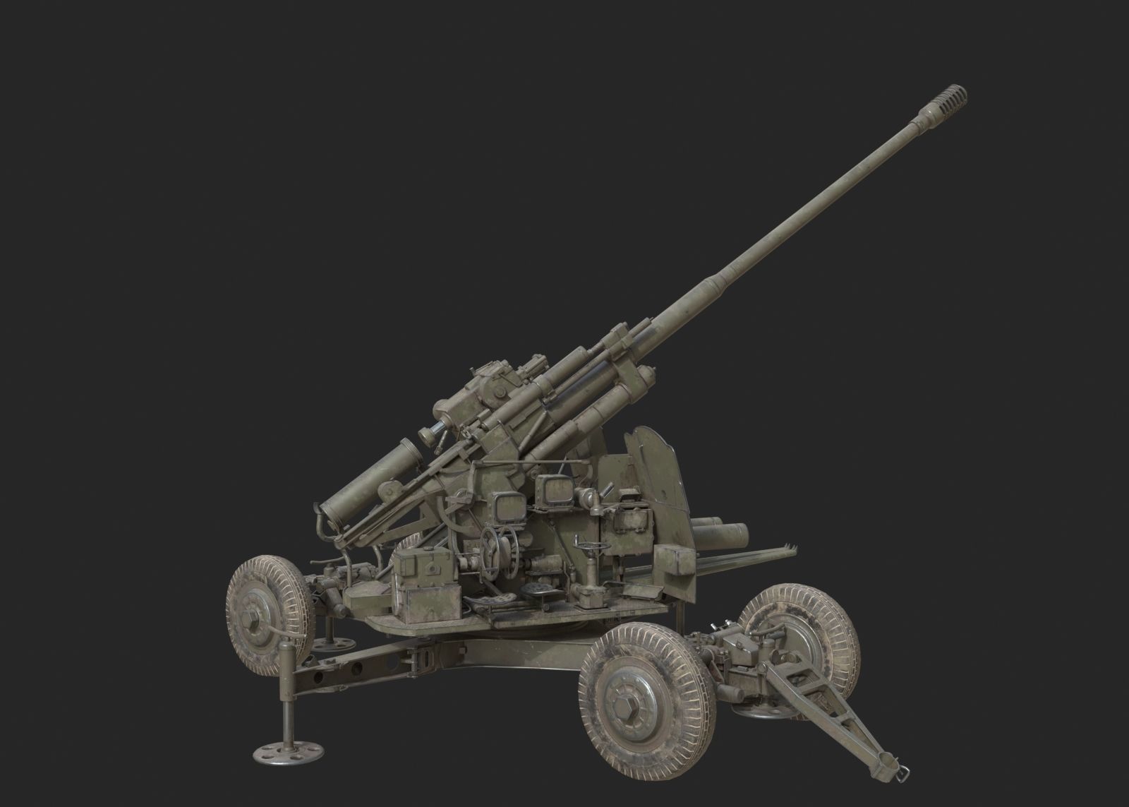 3D model Soviet KS-19 100mm anti-aircraft gun Flak KS19 VR / AR / low-poly | CGTrader