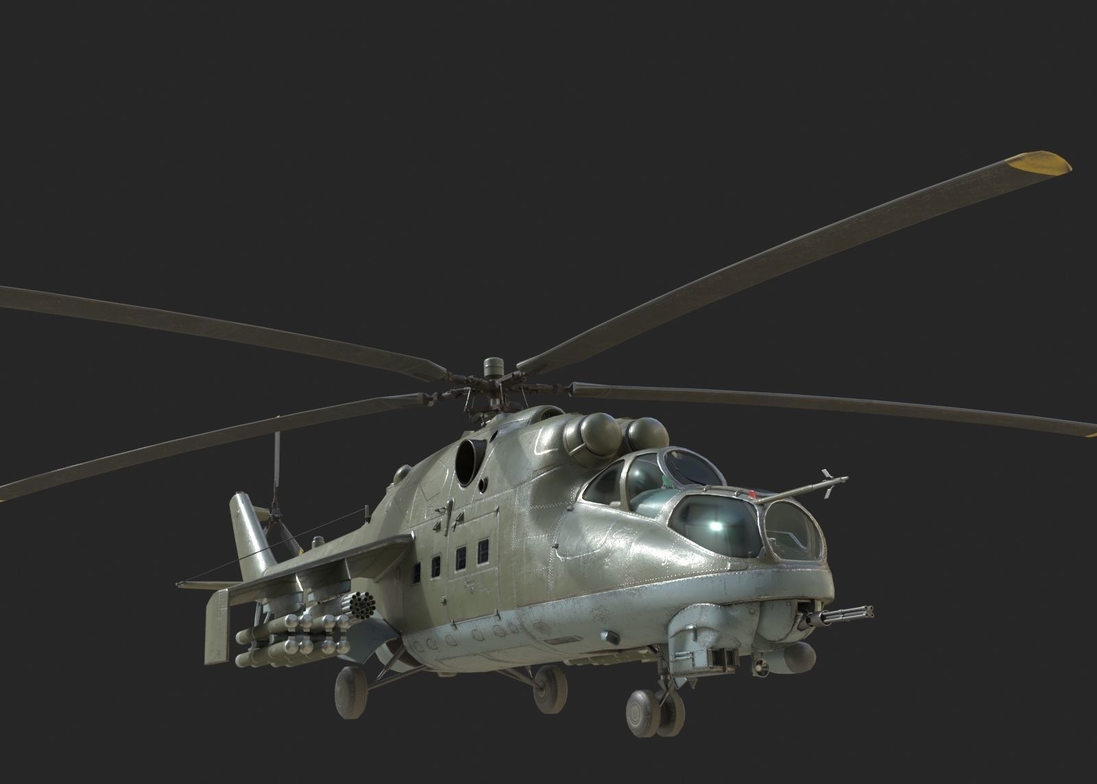 3D model 4 coatings of Russian Mi24V Hind Gunship attack helicopter VR ...