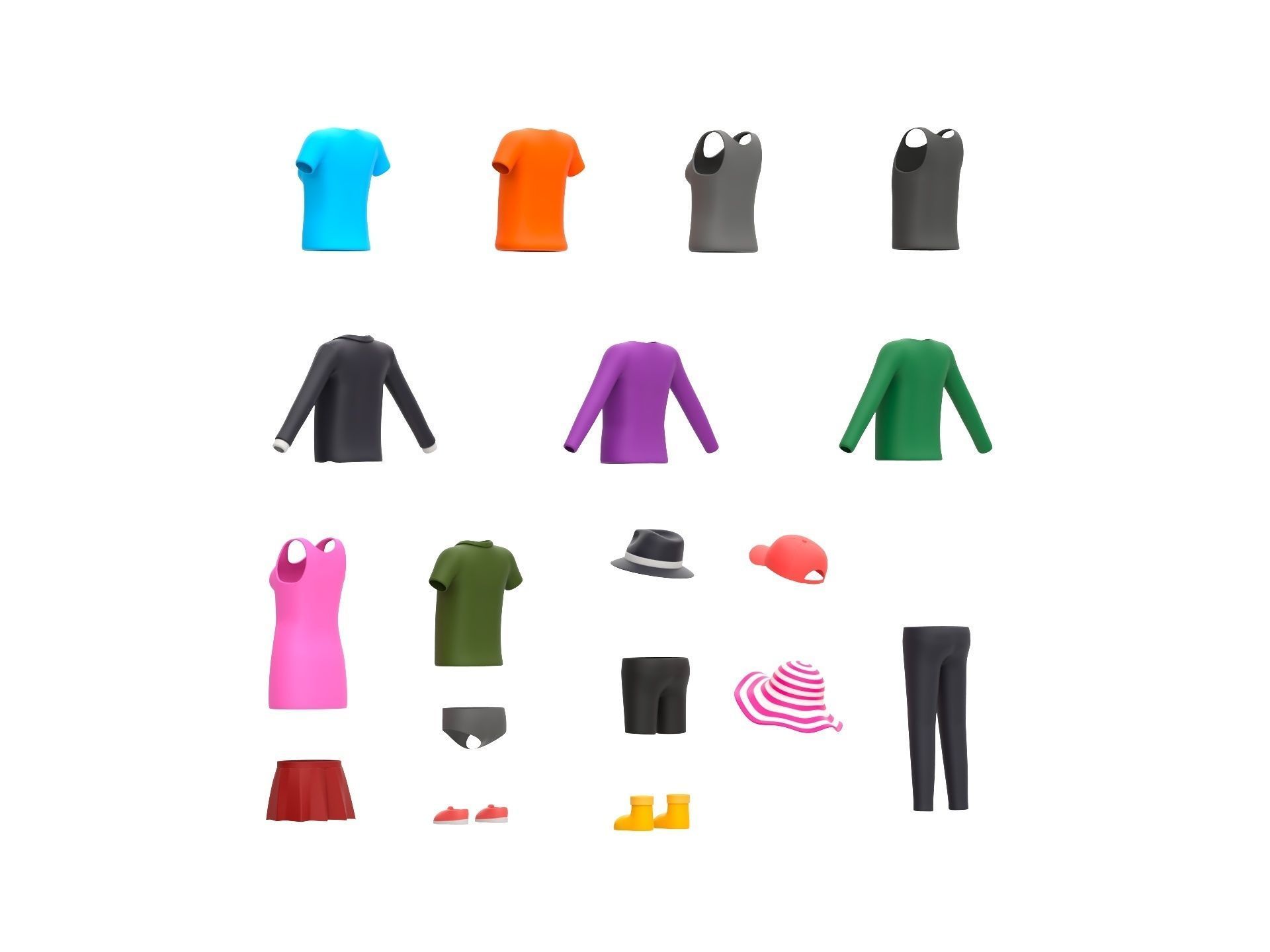 3D model Pack010 Simple Clothing VR / AR / low-poly | CGTrader