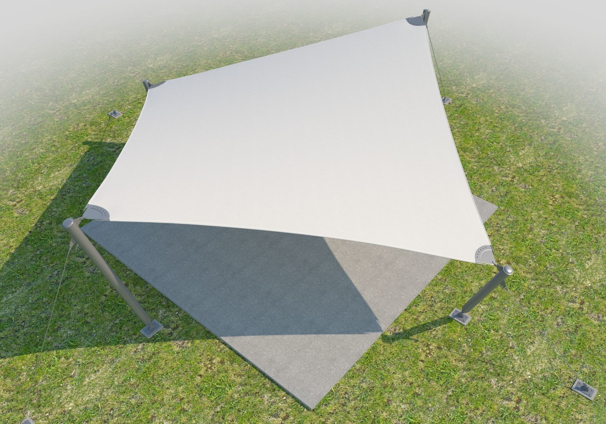 Detailed Tensile Membrane Structure System 3d Model Cgtrader