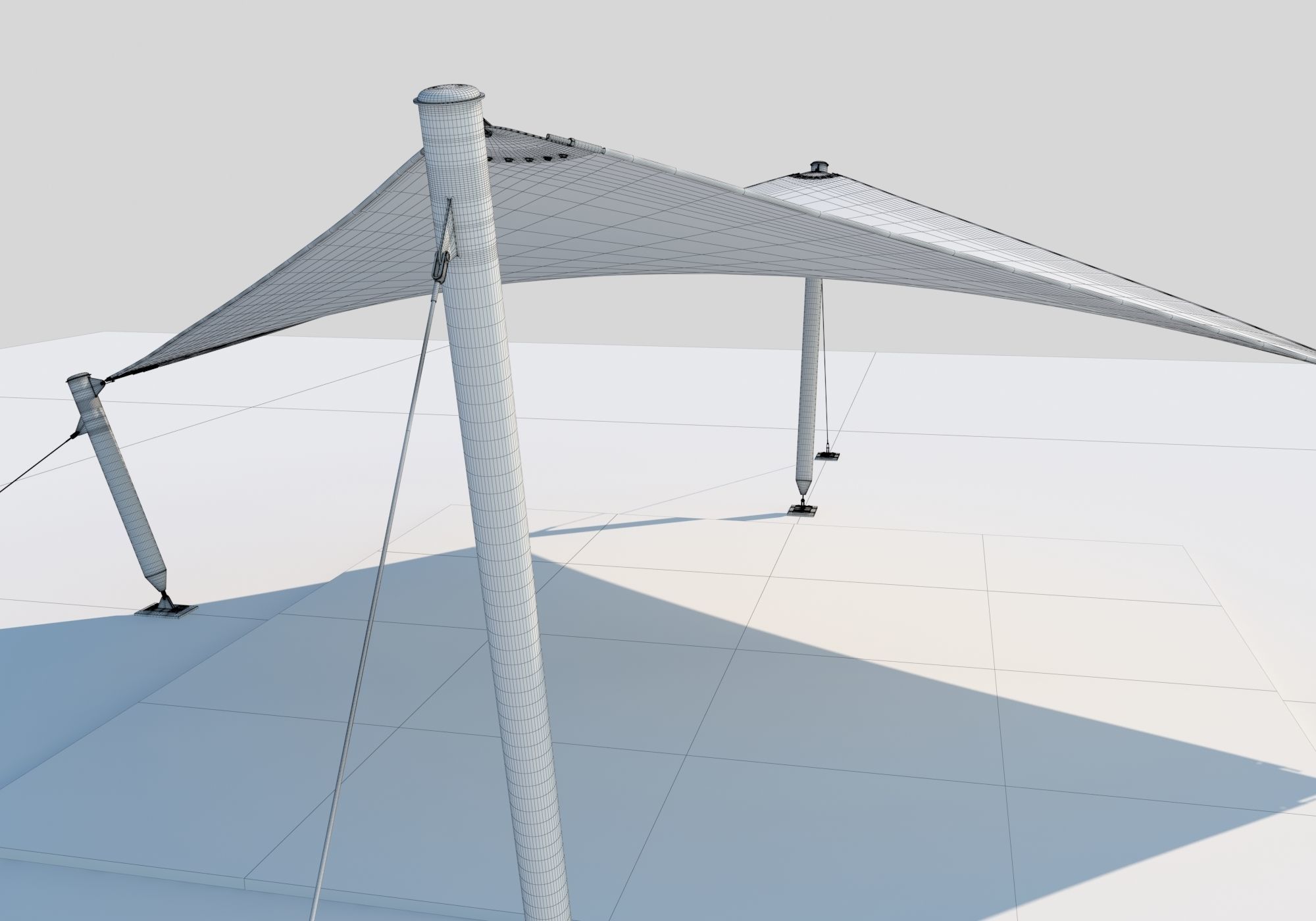 Detailed Tensile Membrane Structure System 3d Model Cgtrader