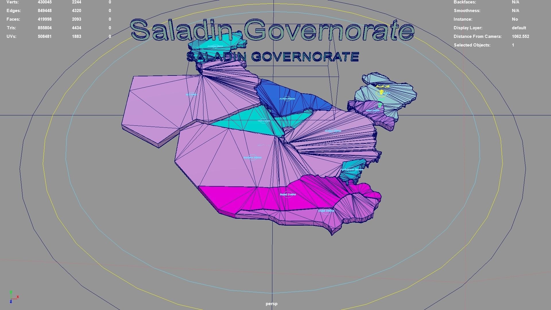 Saladin Governorate Iraq map region geography political 3D model rigged ...