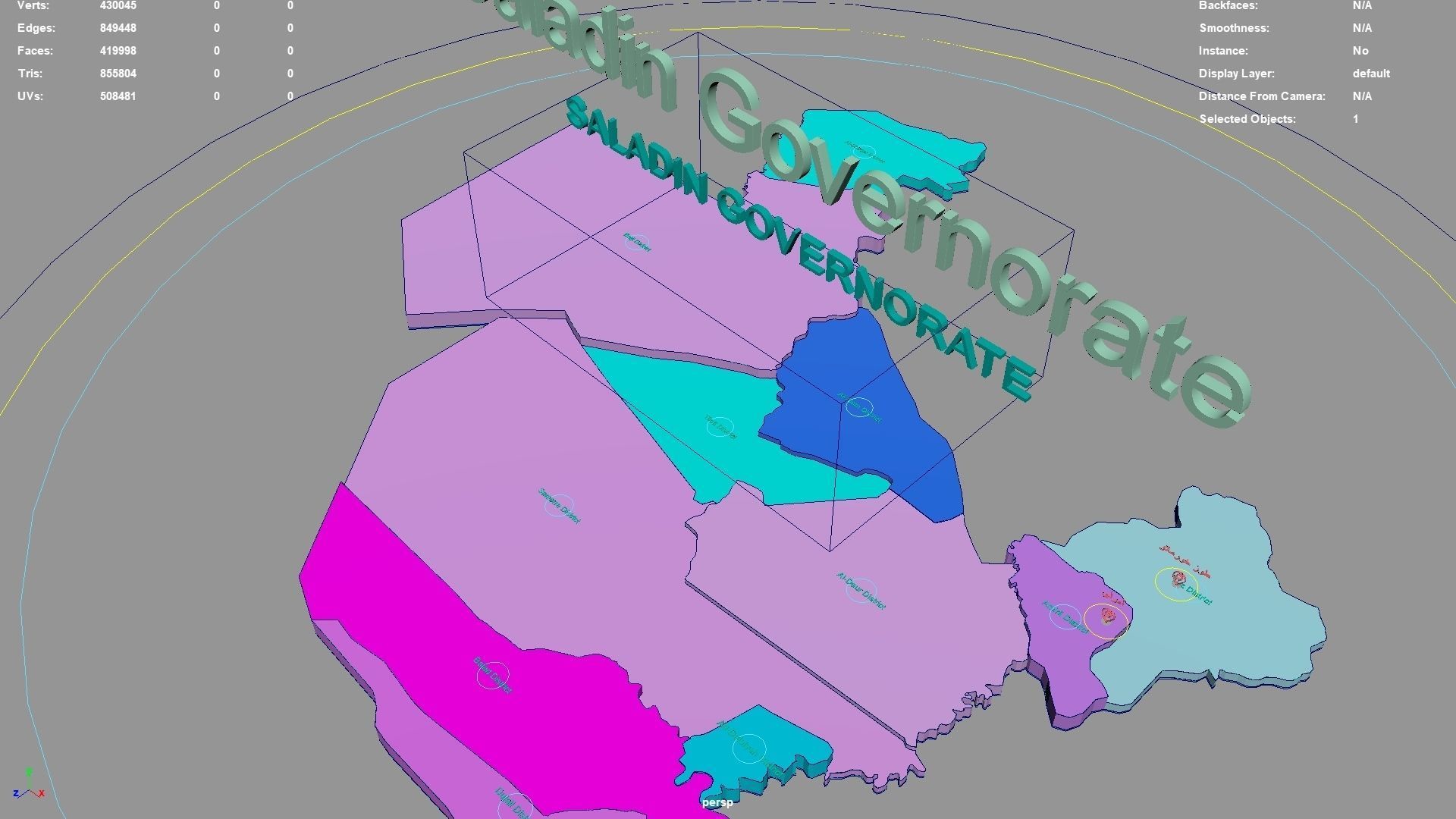 Saladin Governorate Iraq map region geography political 3D model rigged ...