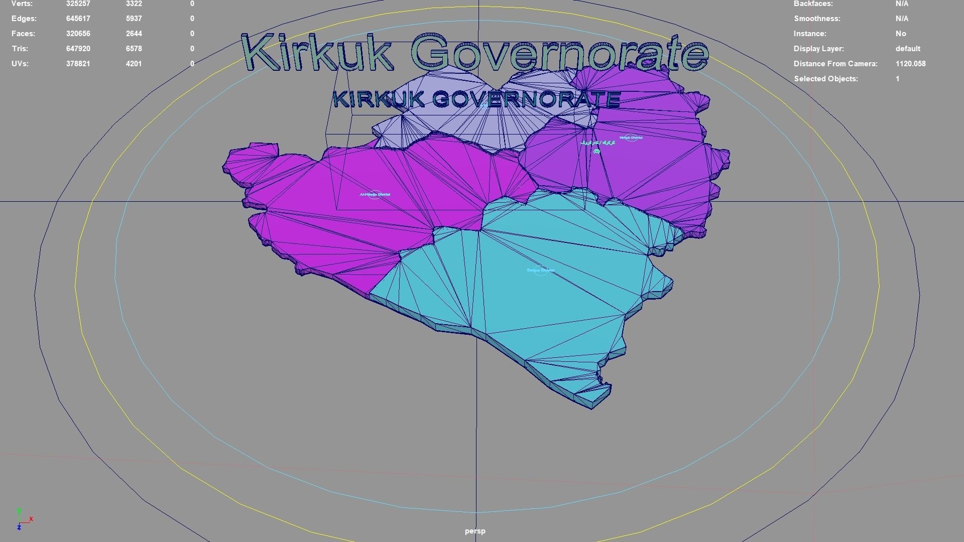 Kirkuk Governorate Iraq map region geography political 3D model rigged ...