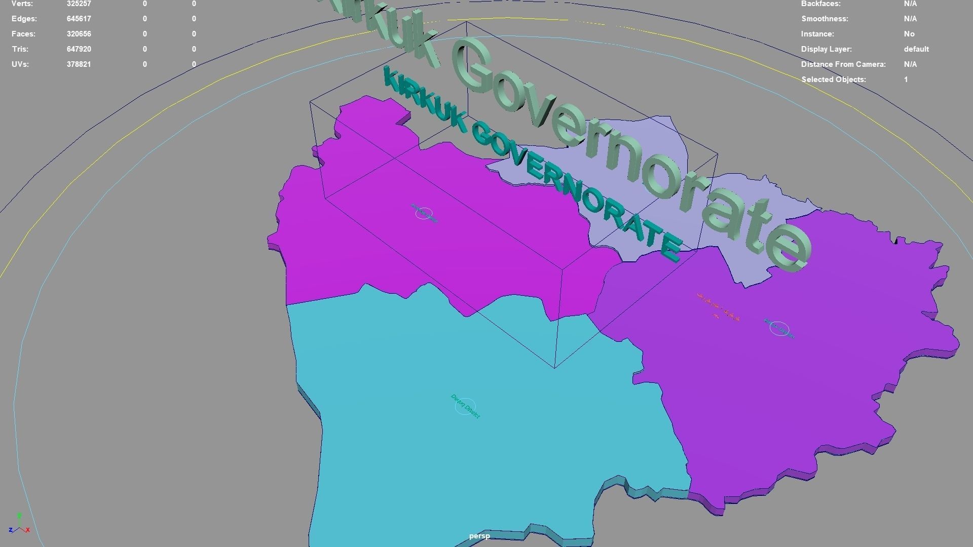 Kirkuk Governorate Iraq map region geography political 3D model rigged ...