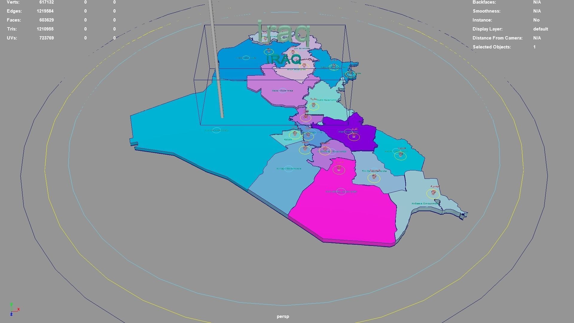 Iraq map region geography political geographic administrative 3D model ...
