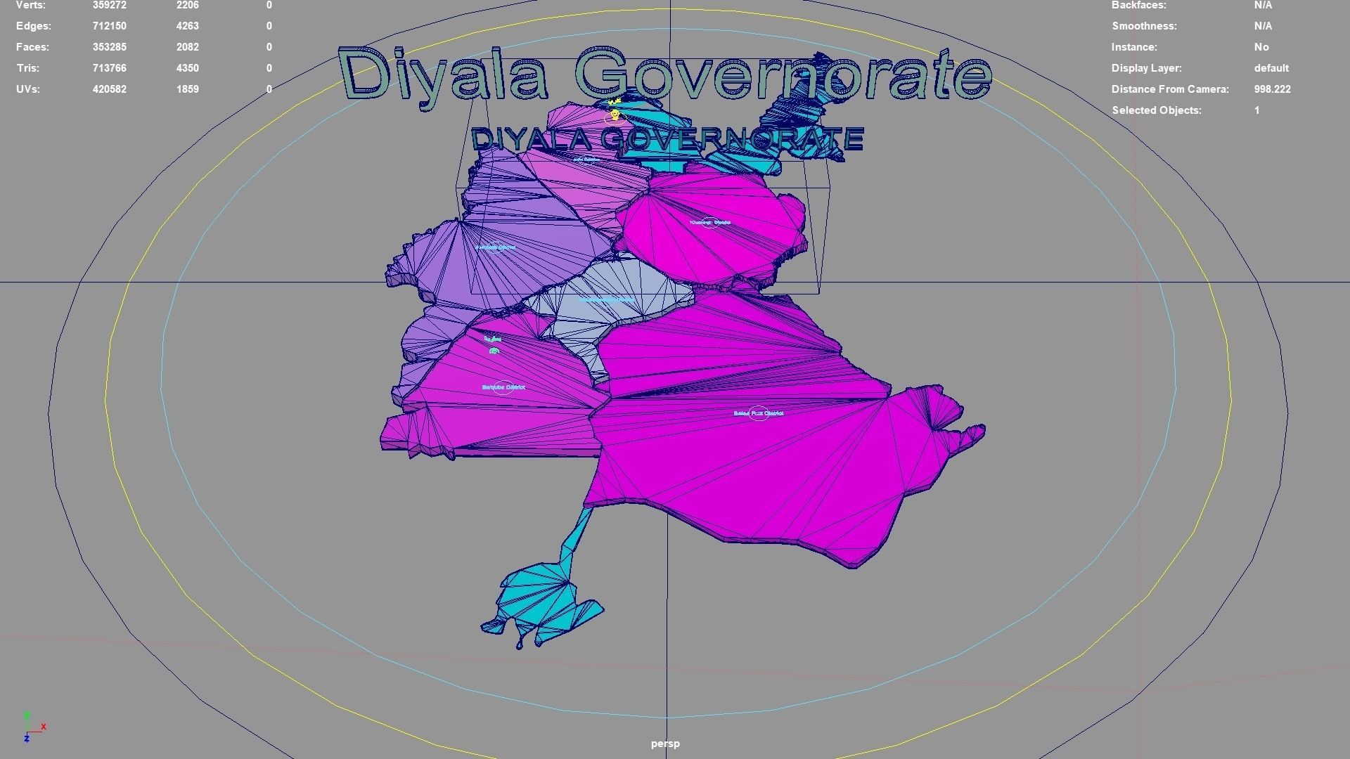 Diyala Governorate Iraq map region geography political 3D model rigged ...