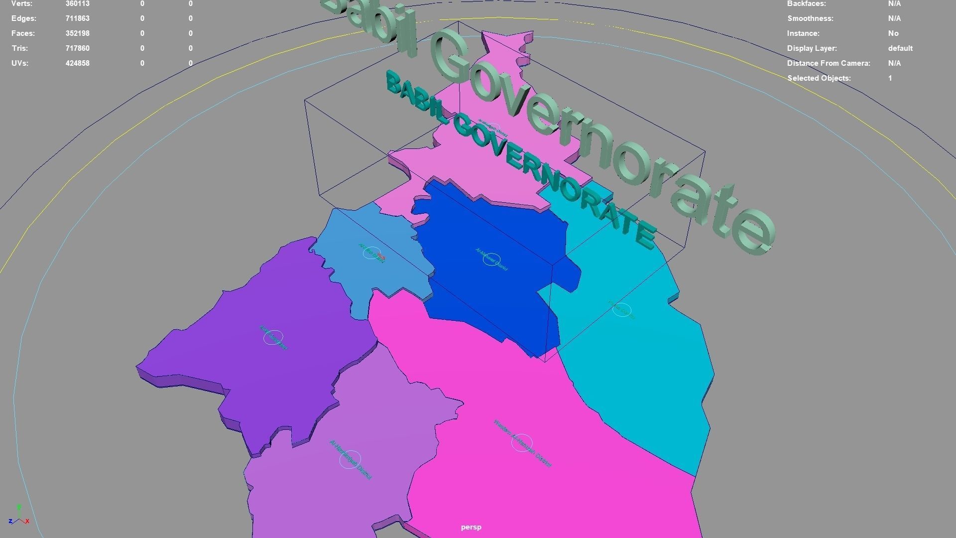 Babil Governorate Iraq map region geography political 3D model rigged ...