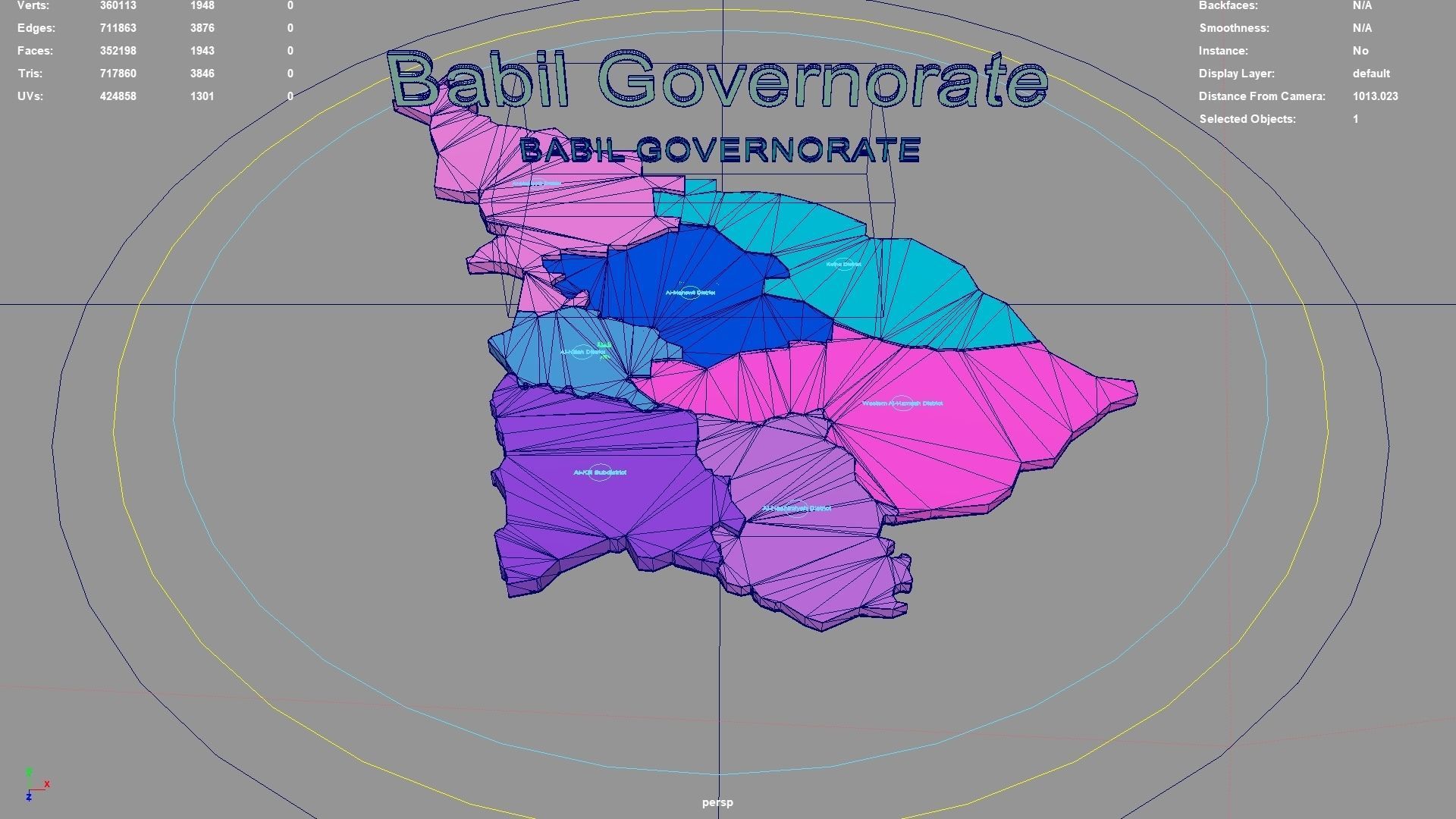 Babil Governorate Iraq map region geography political 3D model rigged ...